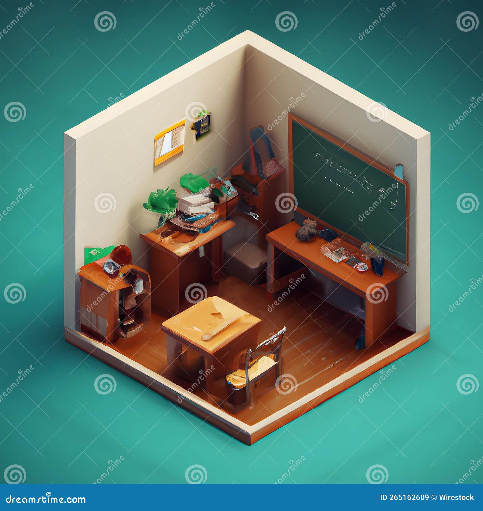 3d Illustration of a Small Classroom for One Student Stock Illustration ...