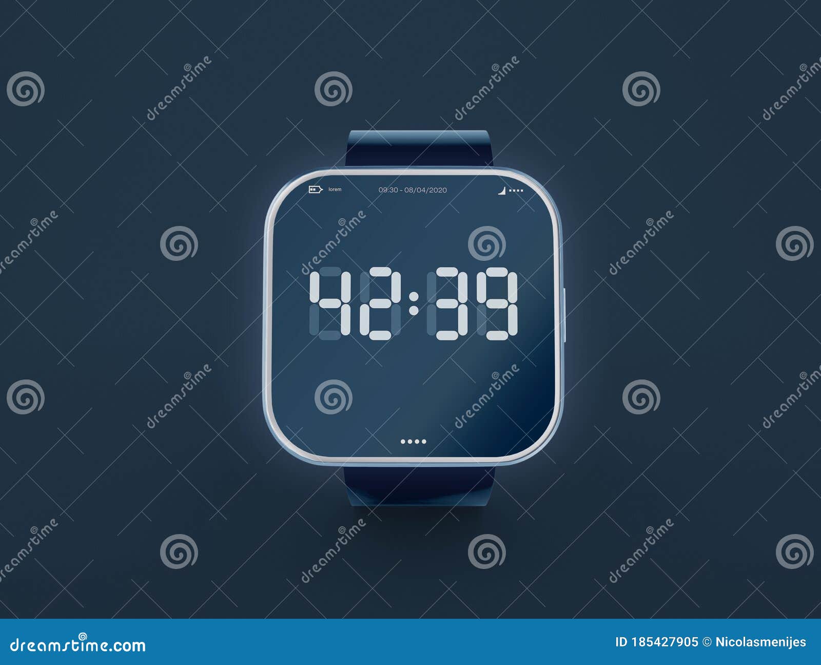 3D Illustration. Smart Watch with Time on Screen Stock Illustration ...