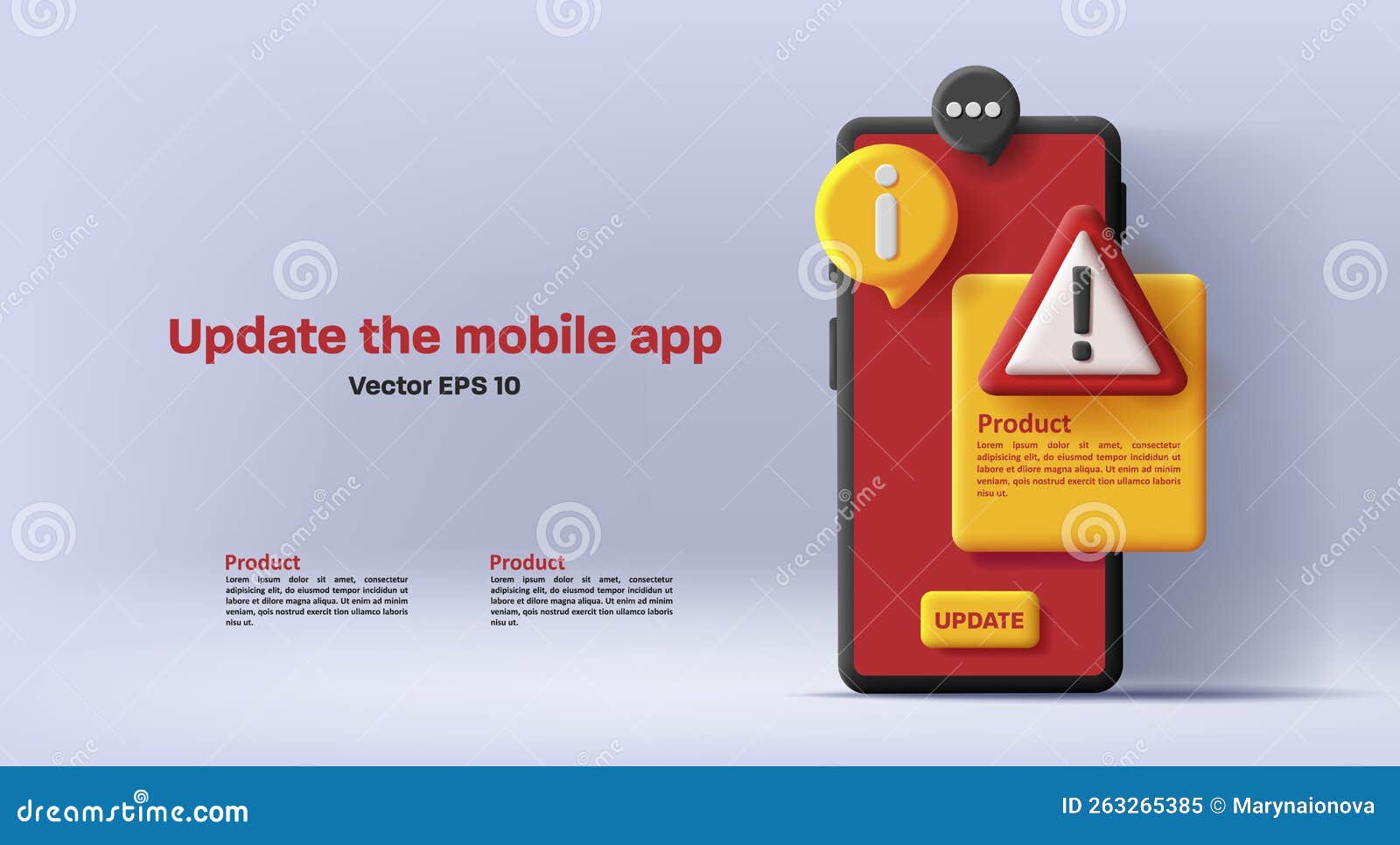 3d Illustration of a Smartphone with Warning Error Message Pop Up from ...