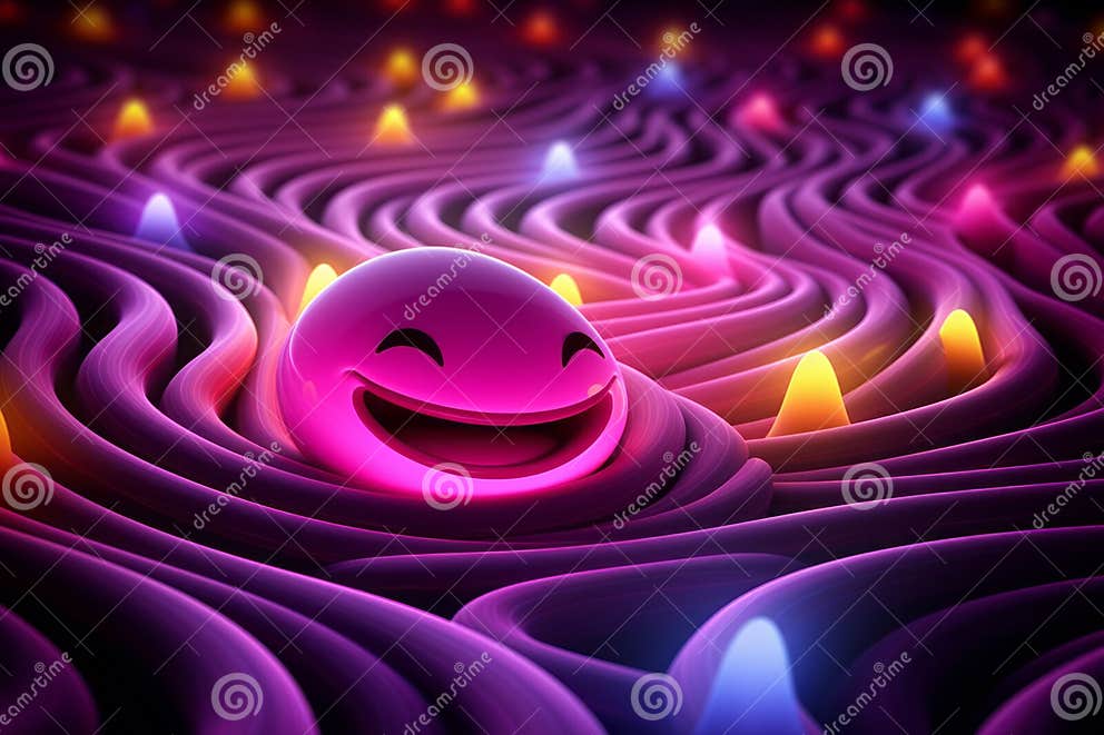 3d Illustration of a Smiley Face in a Wavy Pattern Stock Illustration ...