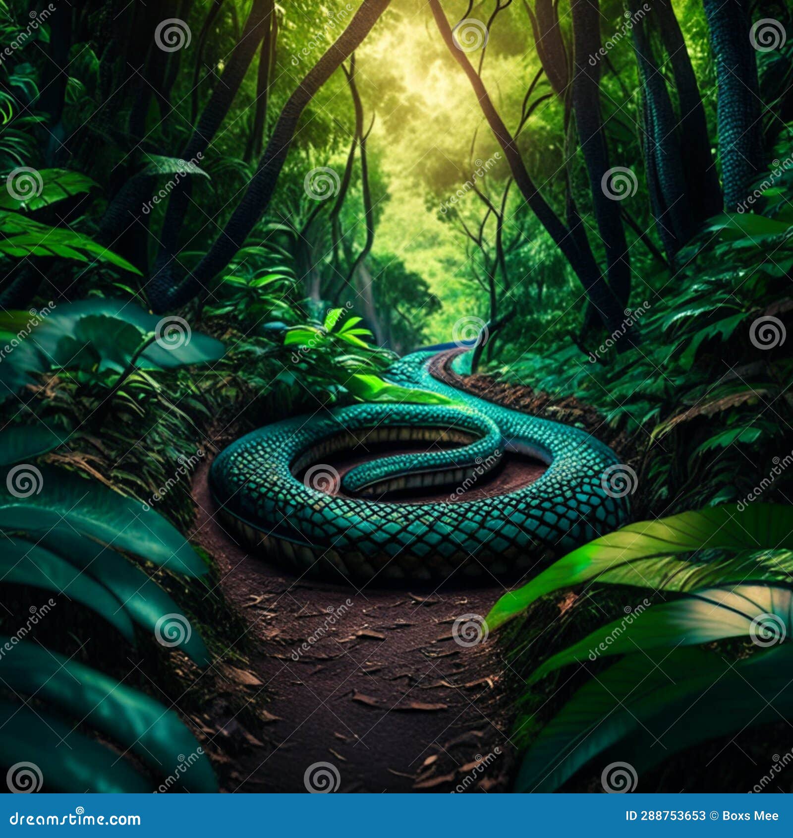 3d Illustration of a Snake on a Path in the Jungle. AI Generated Stock ...