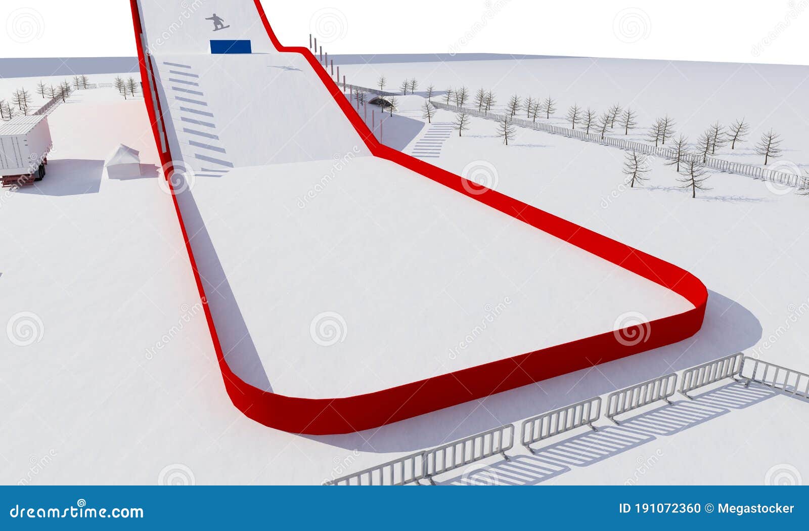 3d Illustration of a Snowboard and Freestyle Ramp Stock Illustration ...