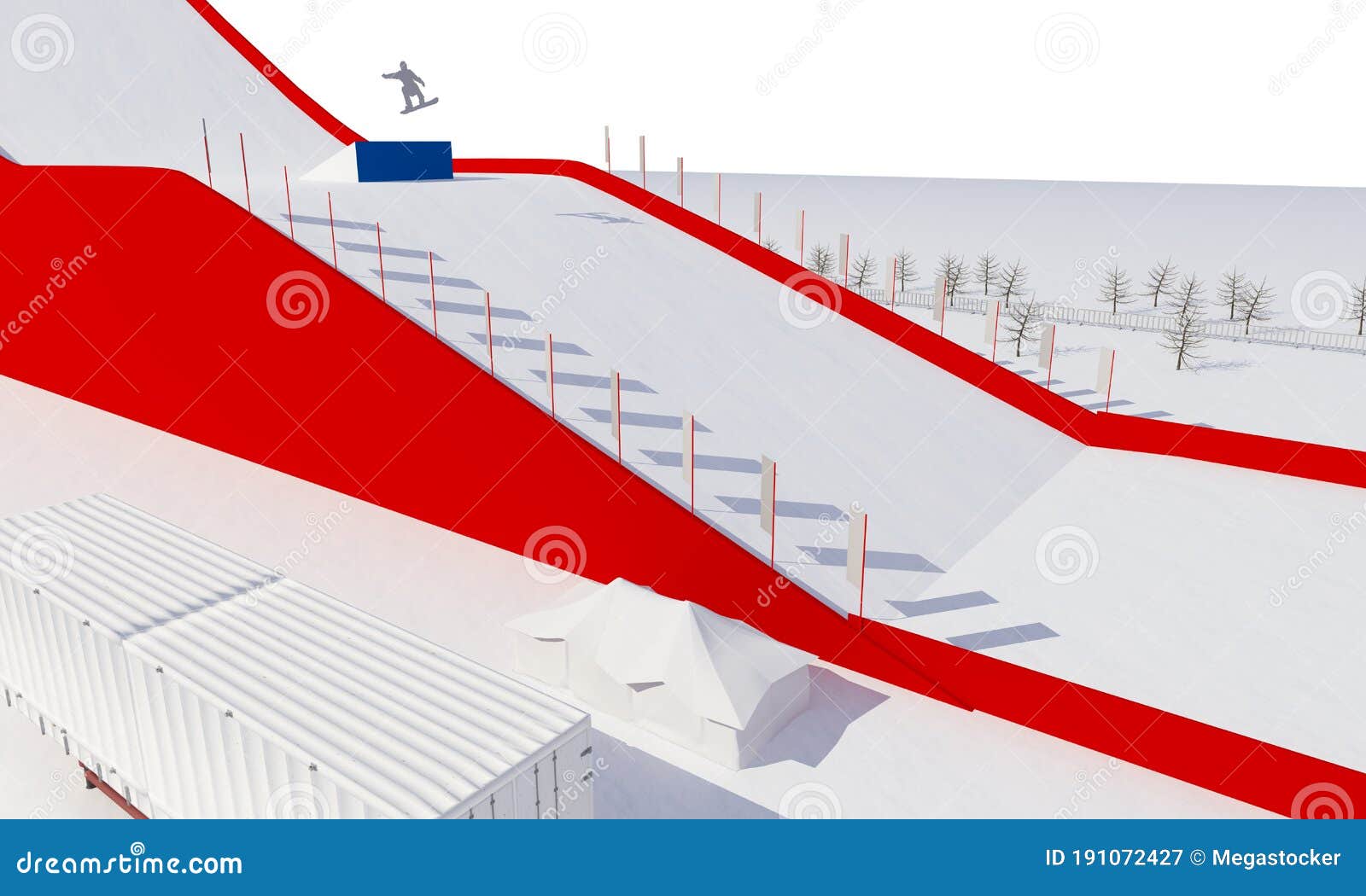 3d Illustration of a Snowboard and Freestyle Ramp Stock Illustration ...