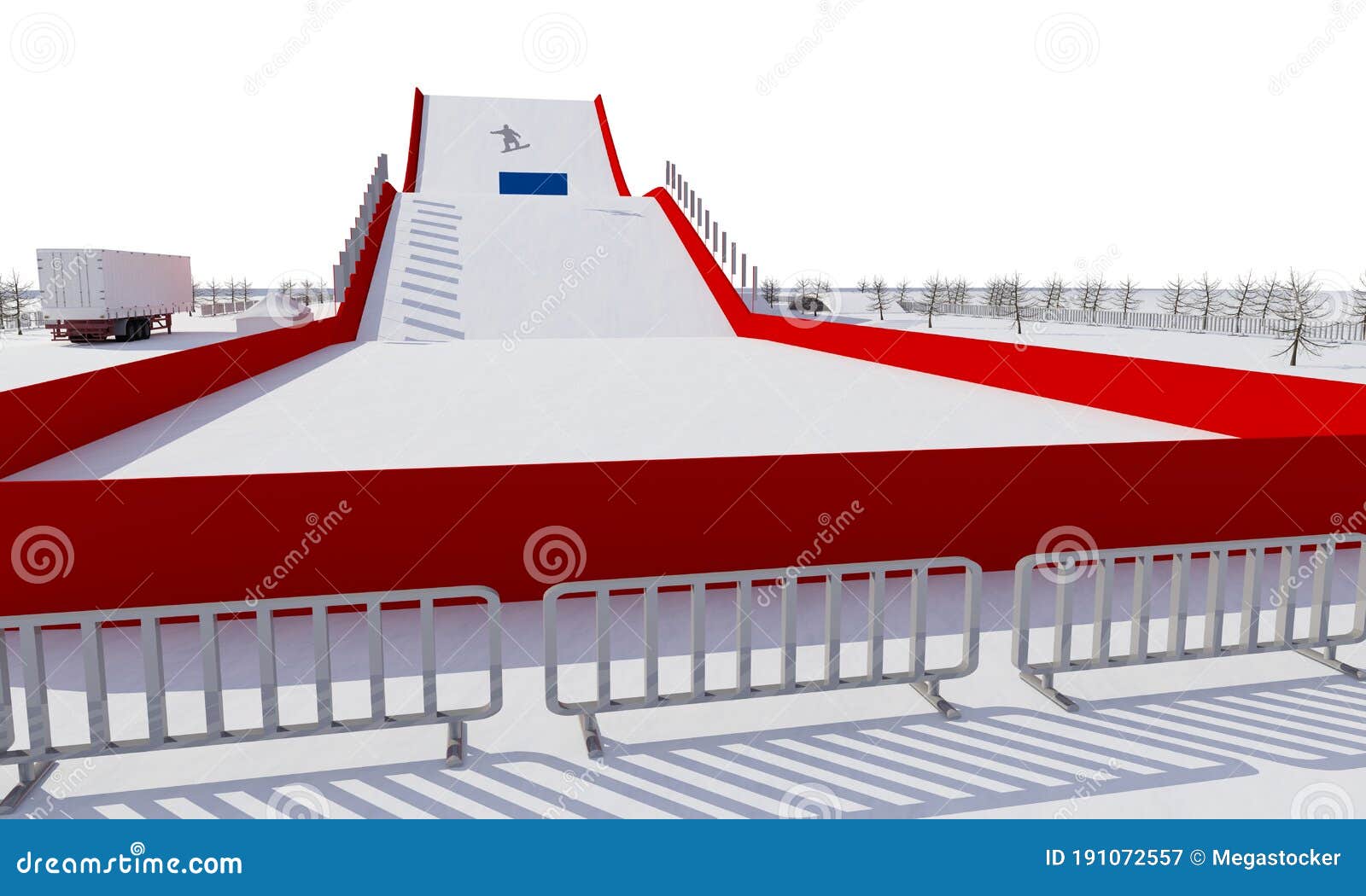 3d Illustration of a Snowboard and Freestyle Ramp Stock Illustration ...