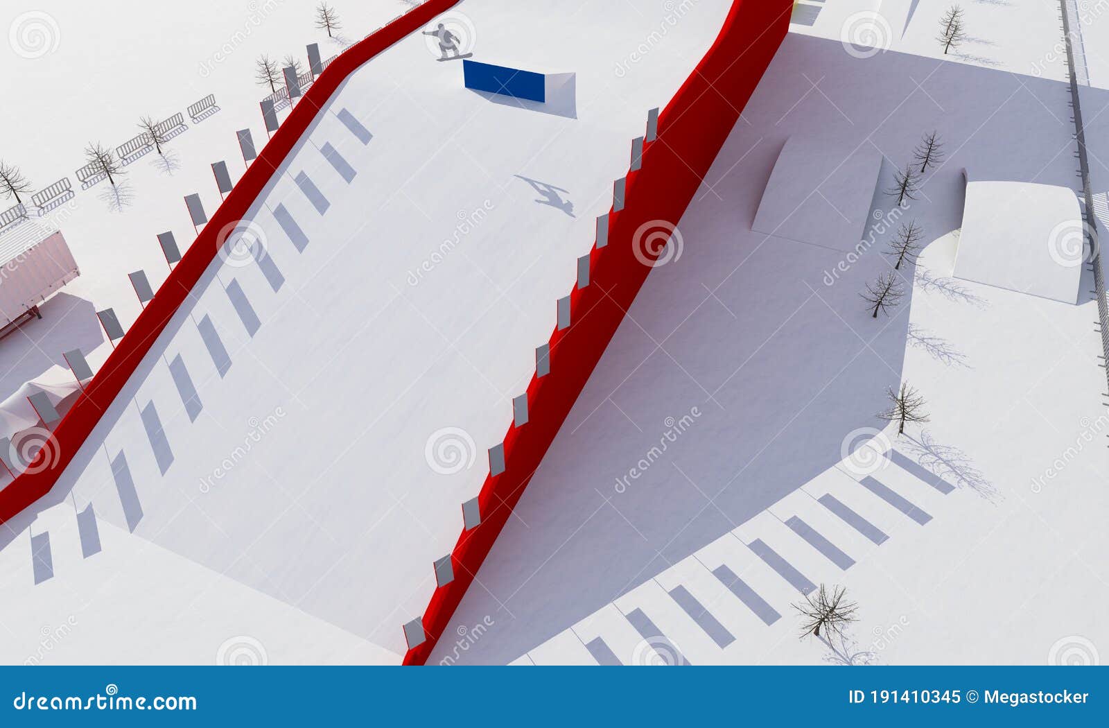 3d Illustration of a Snowboard and Freestyle Ramp Stock Illustration ...