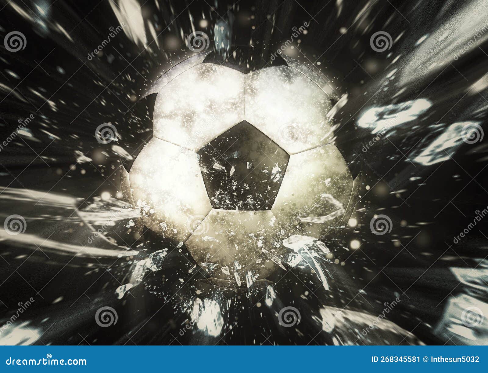 3d Illustration of a Soccer Ball Exploding and Scattering Debris Stock ...