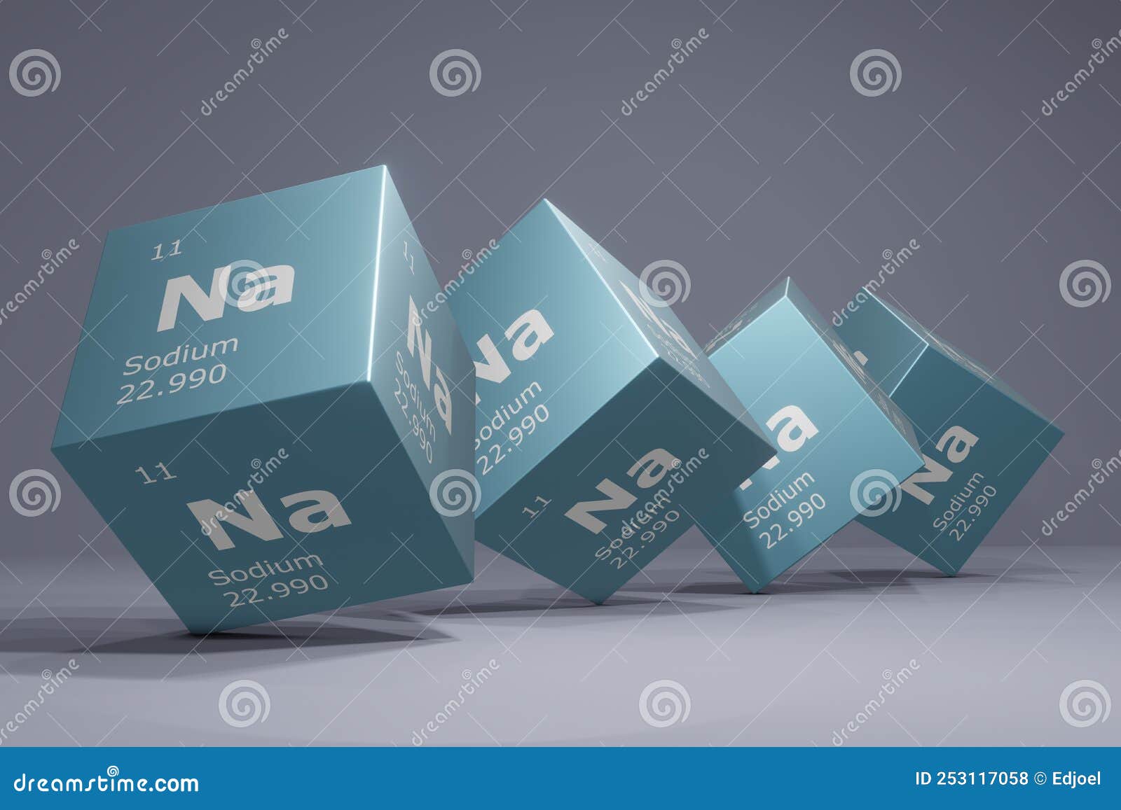 3D Illustration of Sodium, Chemical Element from the Periodic Table ...