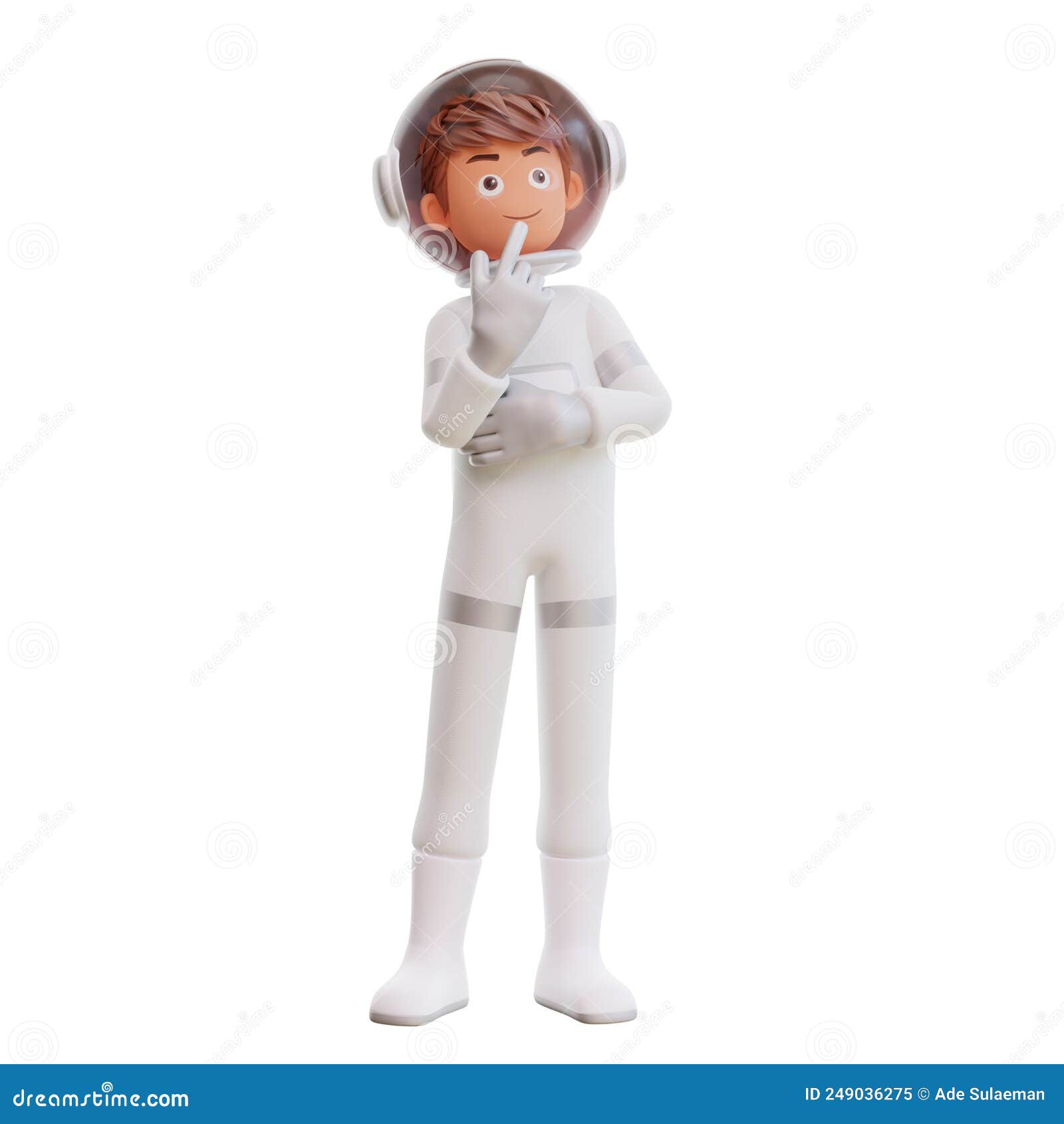 3d Illustration Spaceman Astronaut Thinking about Something Stock ...