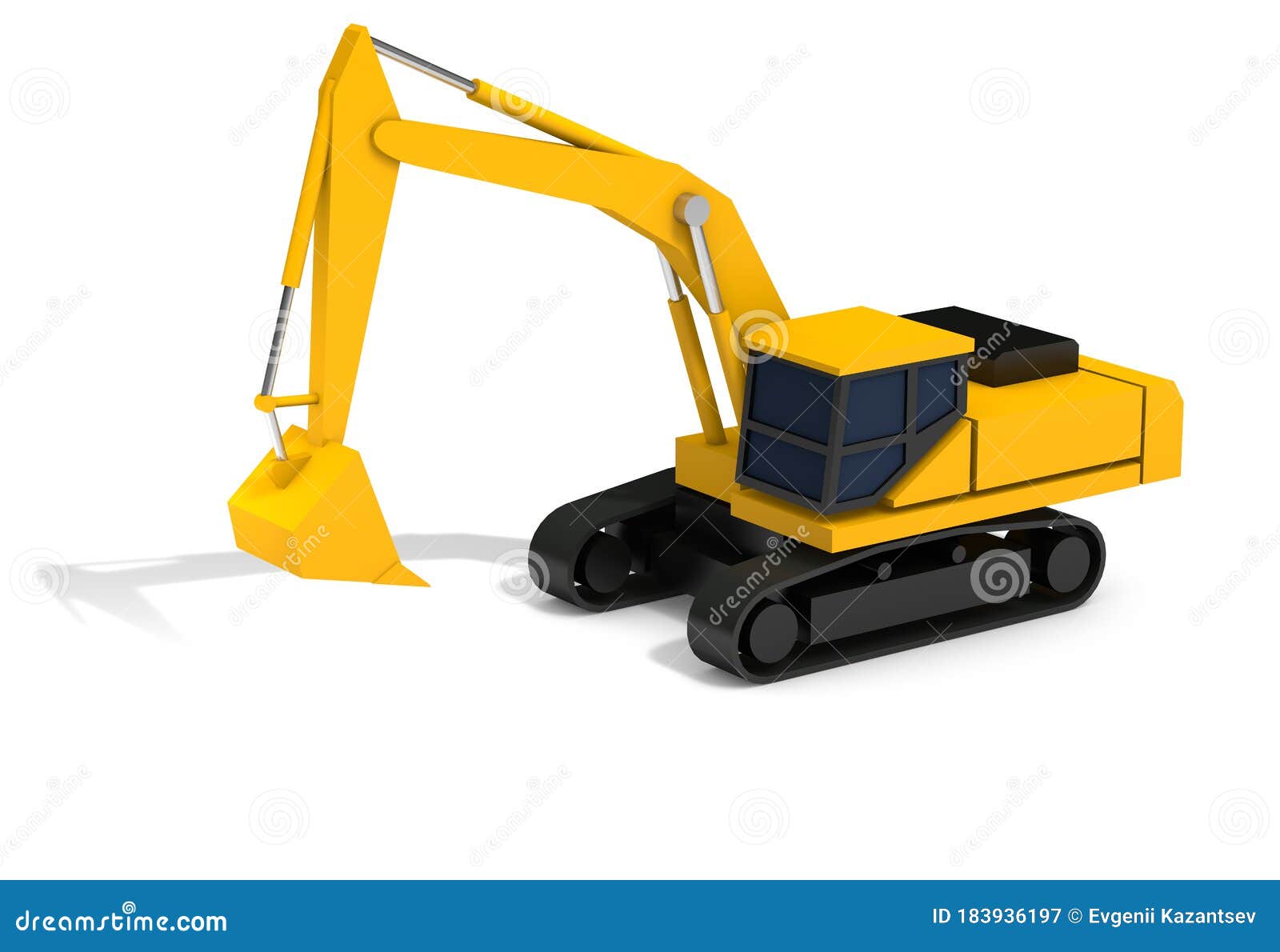 3d Illustration of Special Equipment. Simplified Excavator Icon Stock ...