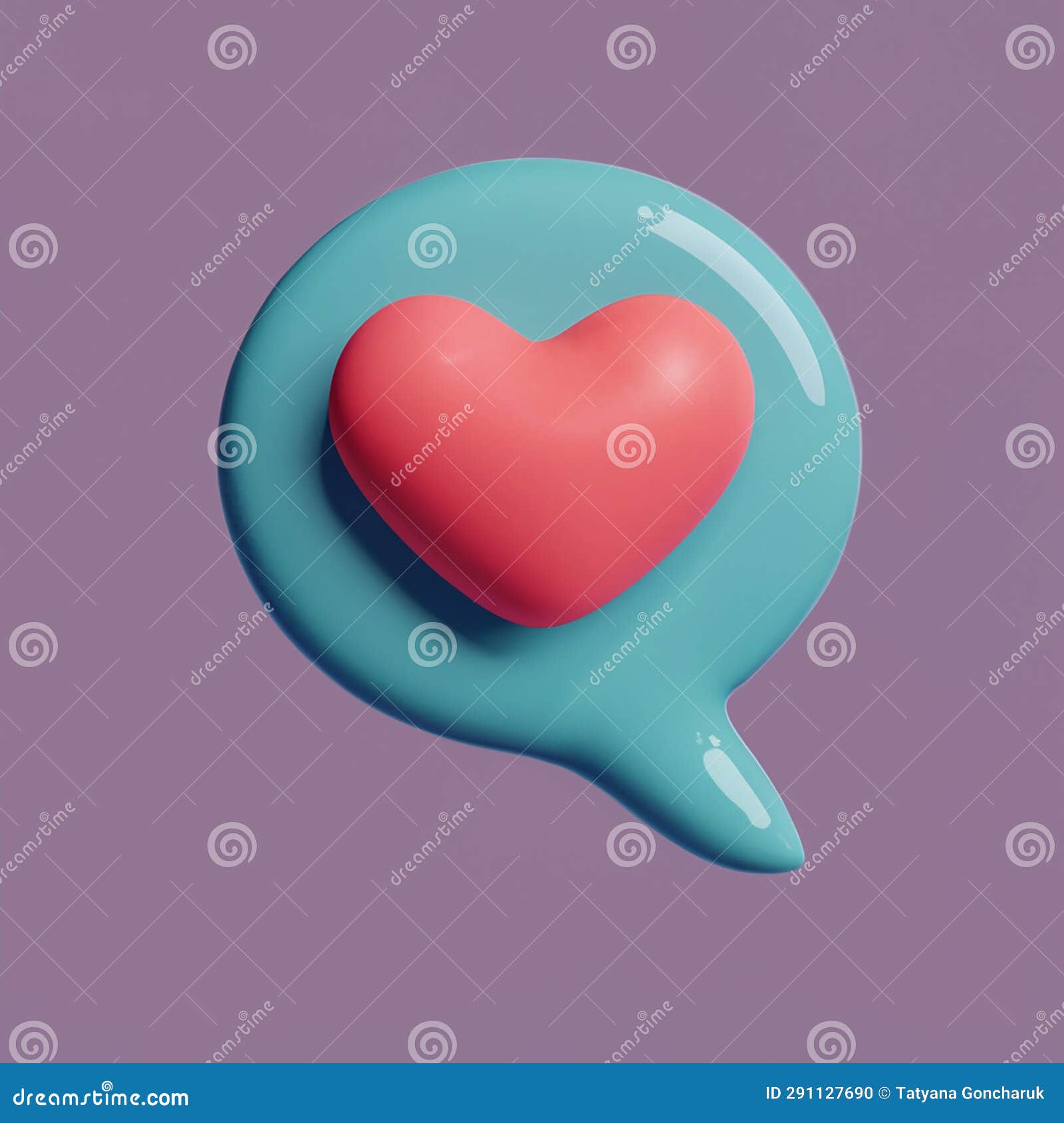 A Speech Bubble with a Heart. Cute Color Conversation Bubble Stock ...