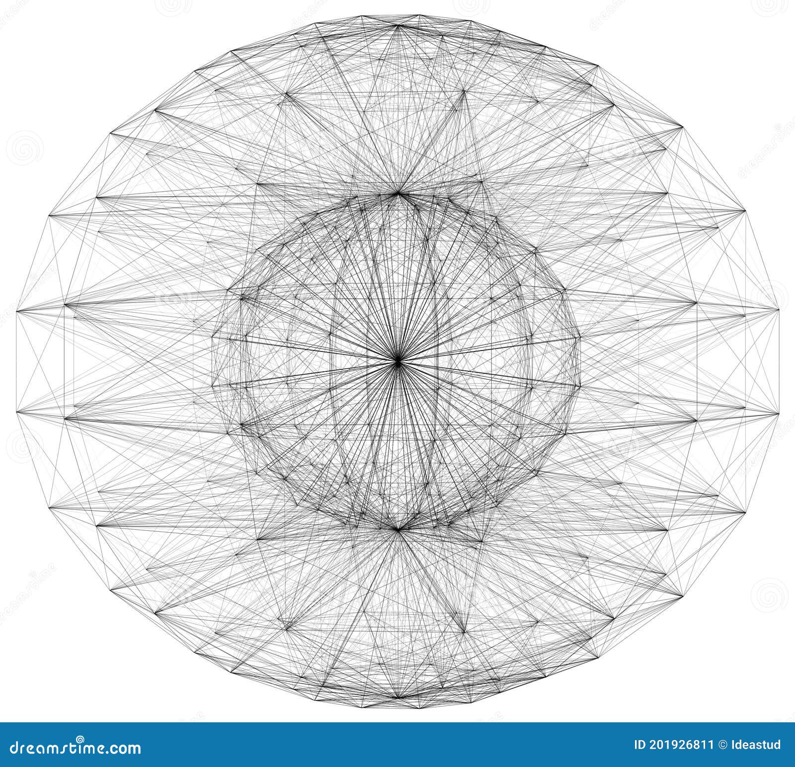3D Illustration of Sphere Connection Structure on White Background ...