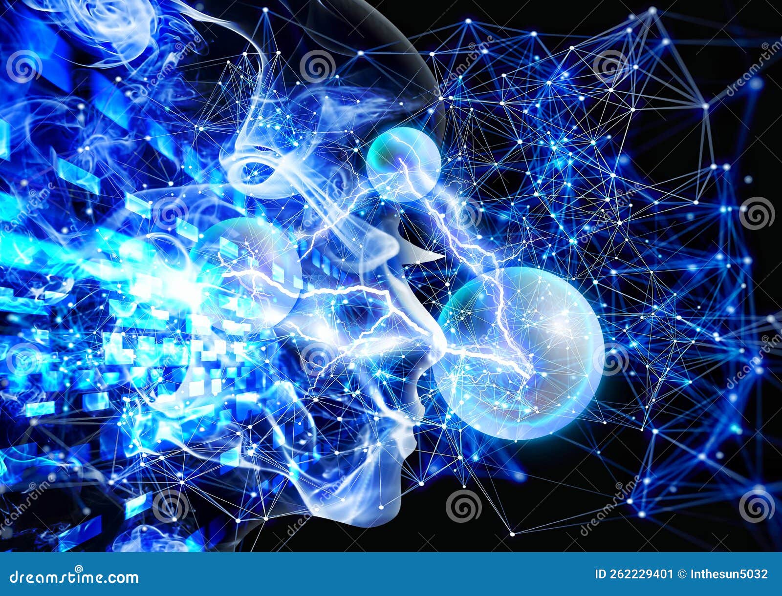 3d Illustration of Spheres Connected by Light Lines Stock Illustration ...