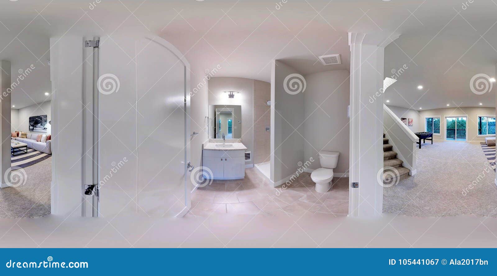 3d Illustration Spherical 360 Degrees, Seamless Panorama of a House ... 3d Illustration Spherical 360 Degrees, Seamless Panorama of a House ...