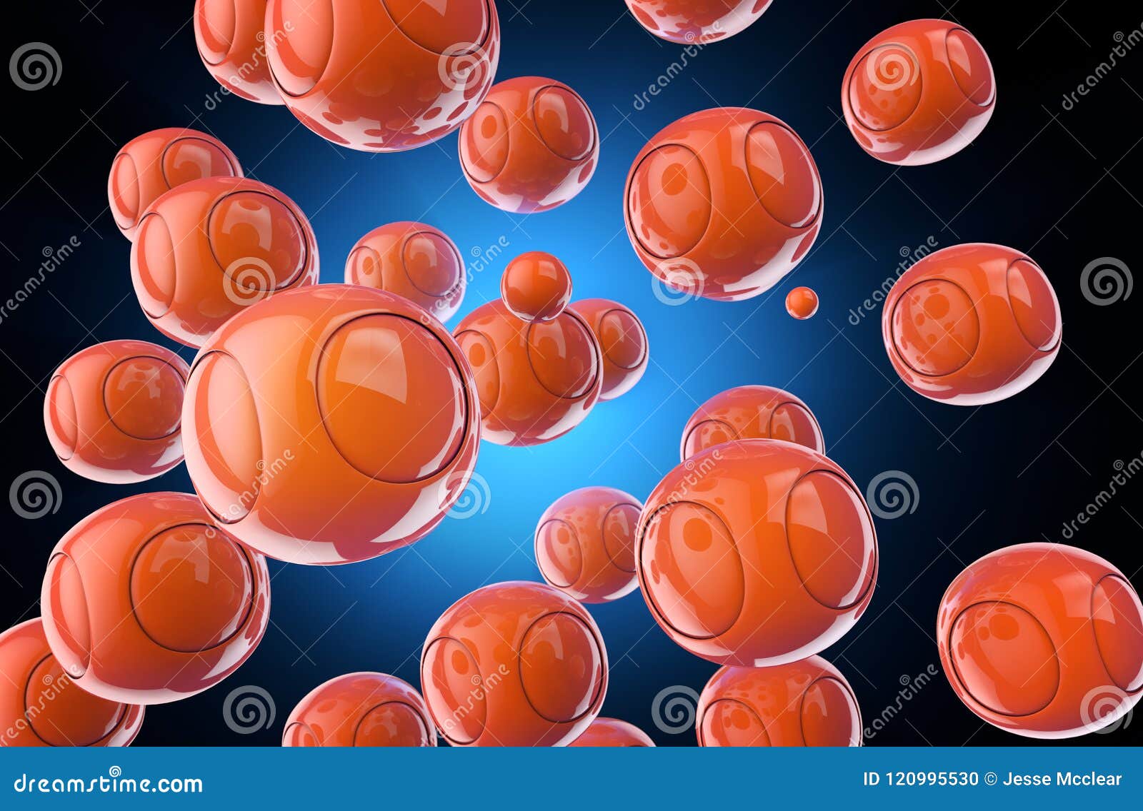 3D Illustration of Spherical Objects in Space Stock Illustration ...