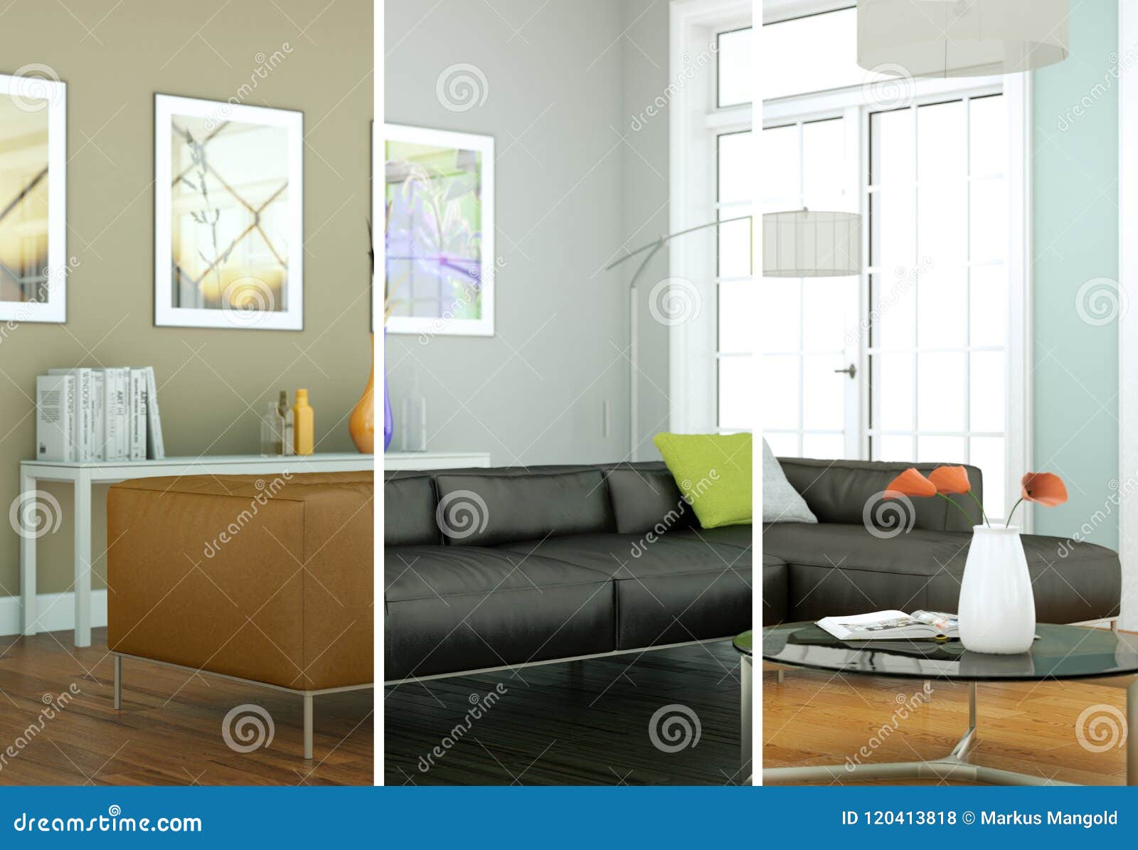 Splitted Color Variations of a Modern Loft Interior Design Editorial ...