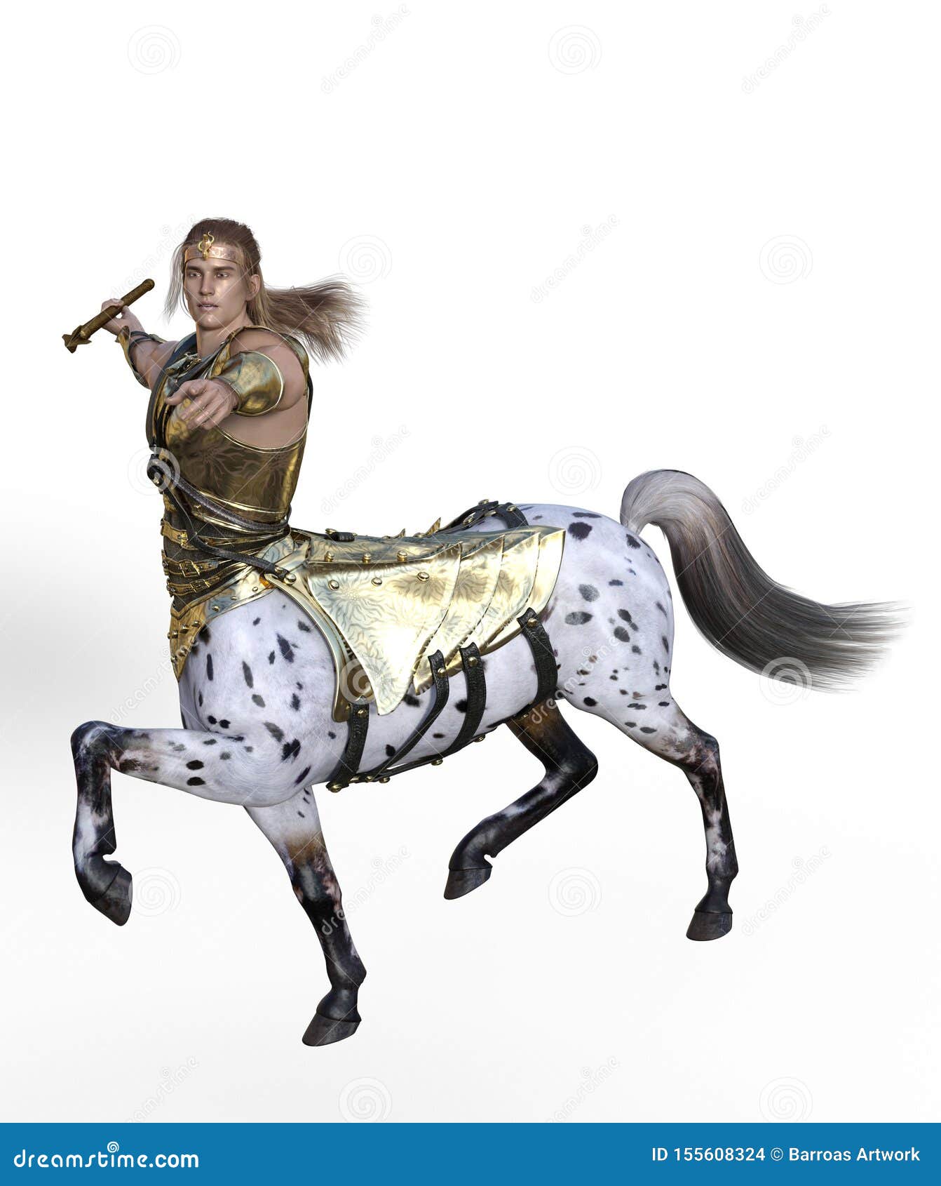 3D Illustration of White Breed Centaur with Spear and Armor Stock ...