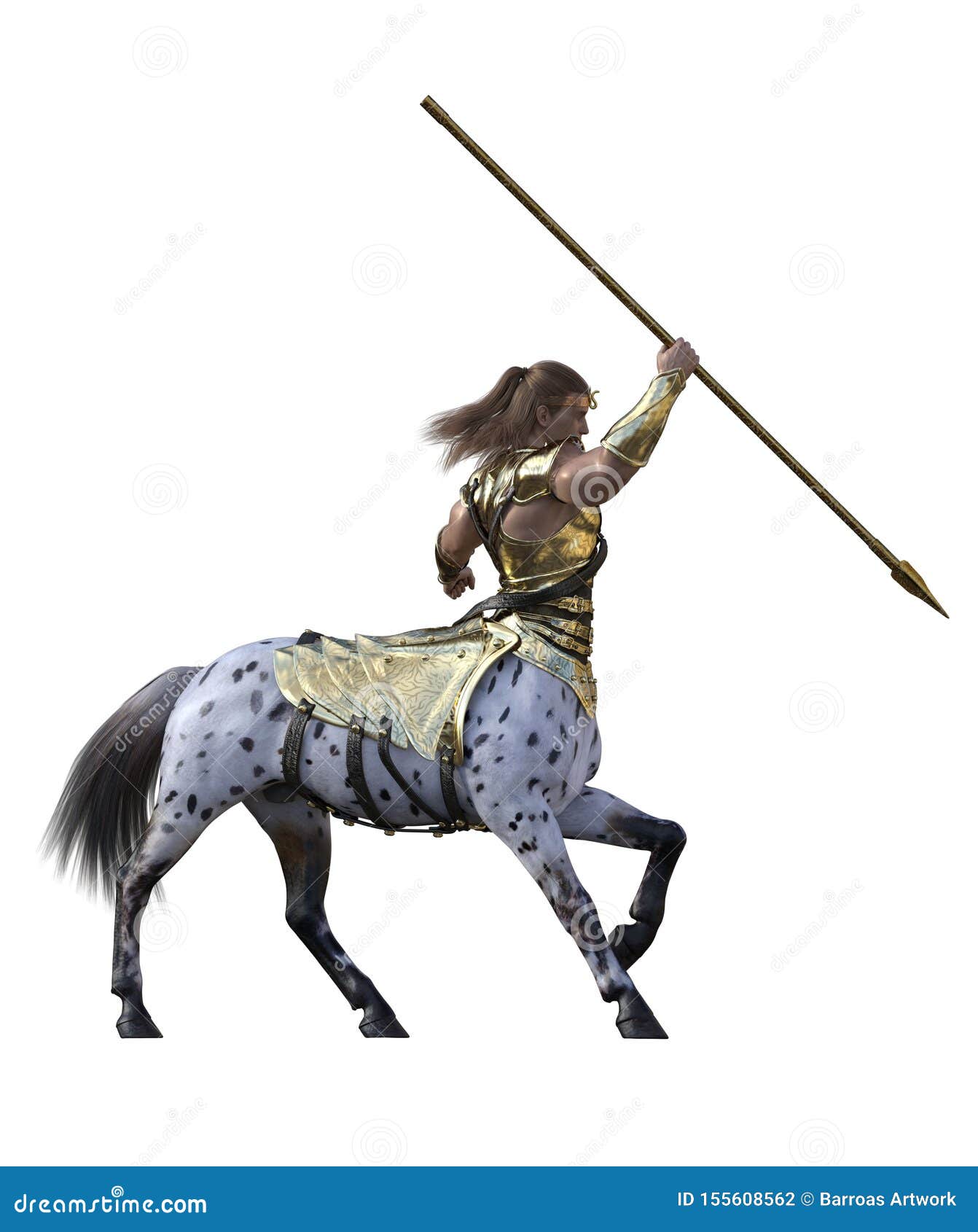 3D Illustration of White Breed Centaur with Spear and Armor Stock ...