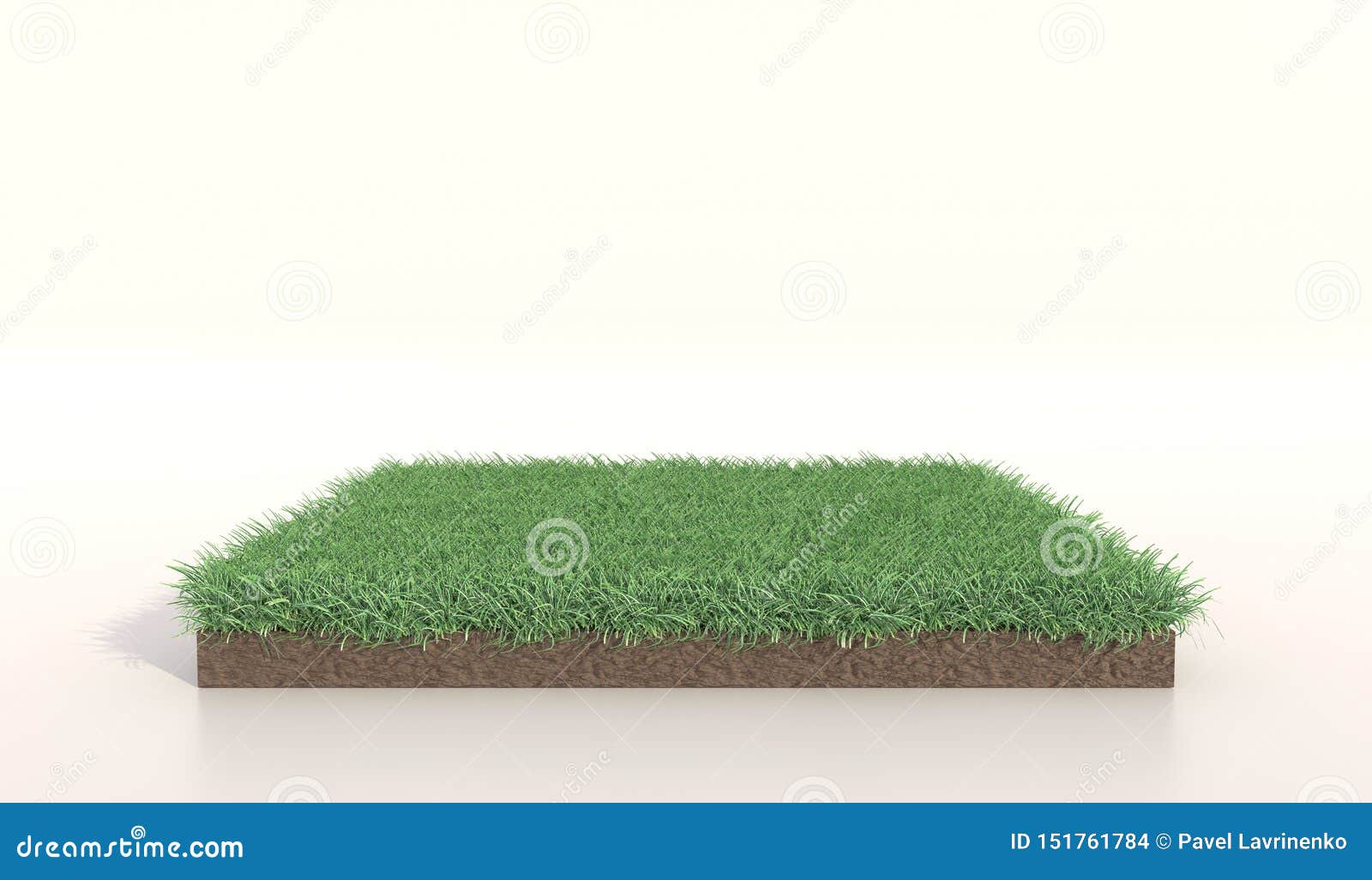 3D Illustration of Square Green Grass, Soil Ground, Turf. Grass Square ...