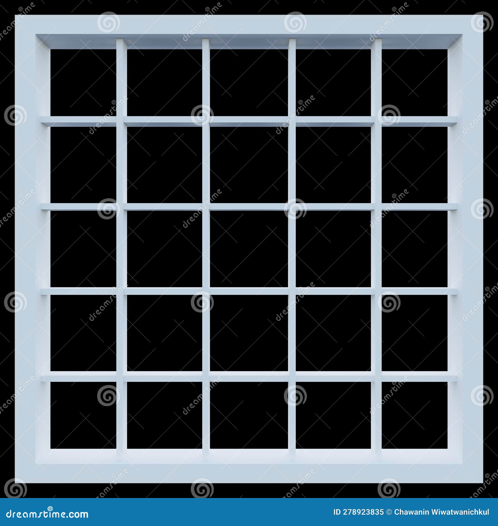 3d Illustration of Square Grid White Window Frame. Stock Image ...
