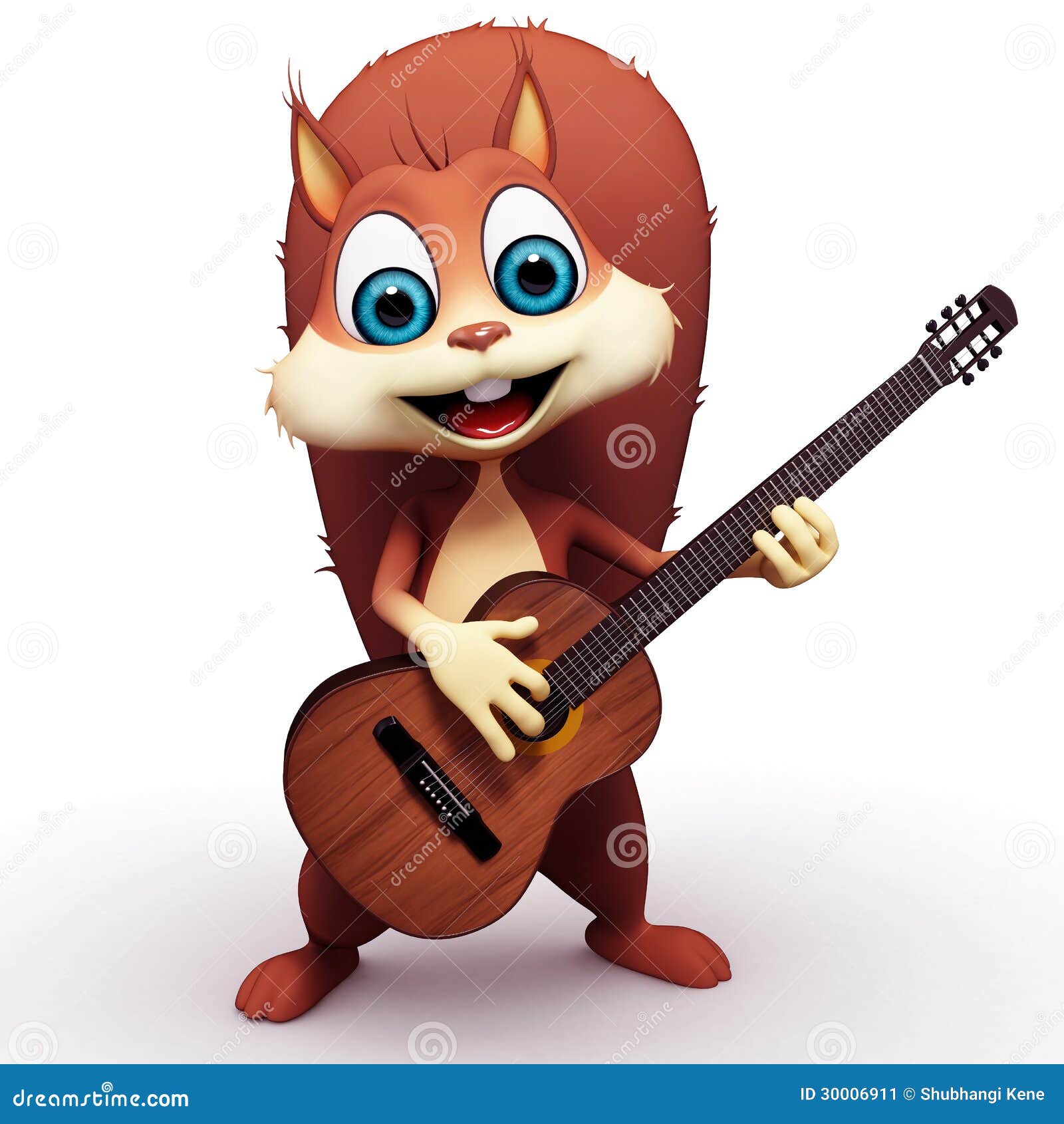 Squirrel Playing Guitar Isolated on White Background Stock Illustration ...