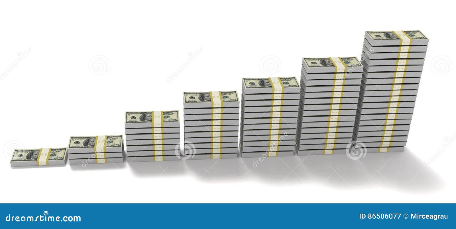 Rising Stacks of $100 Bills Stock Illustration - Illustration of ...