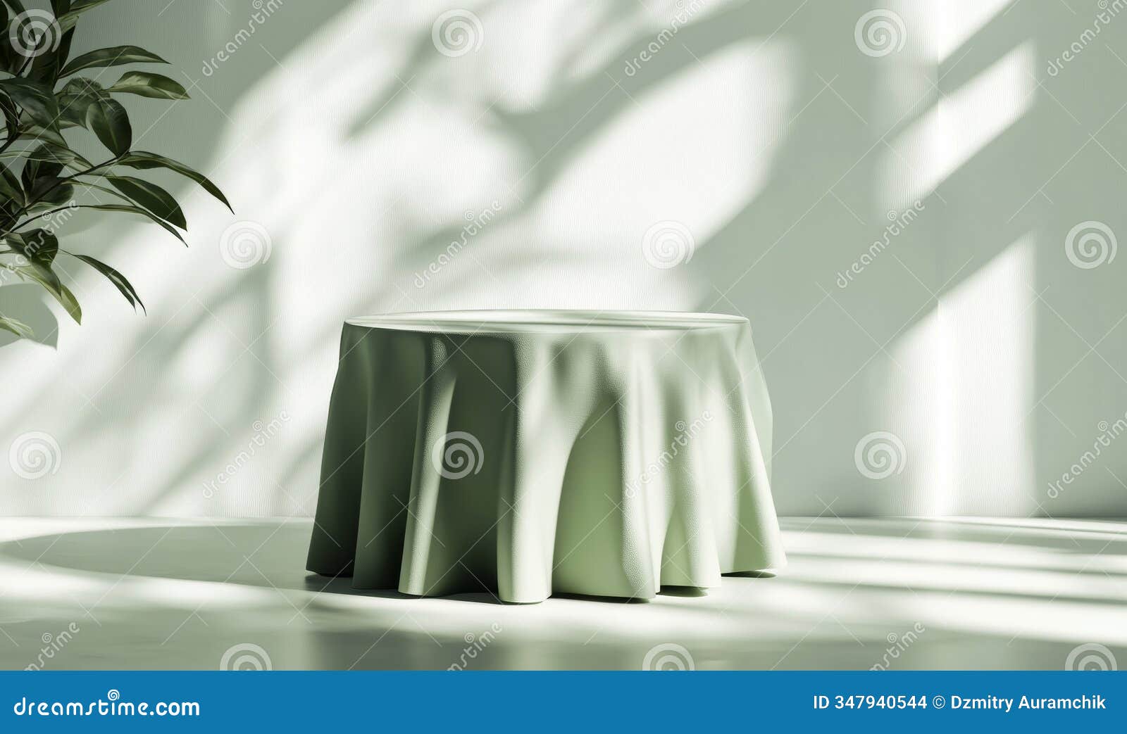 A 3D Illustration of a Stage Studio with Objects Covered in Silk for ...