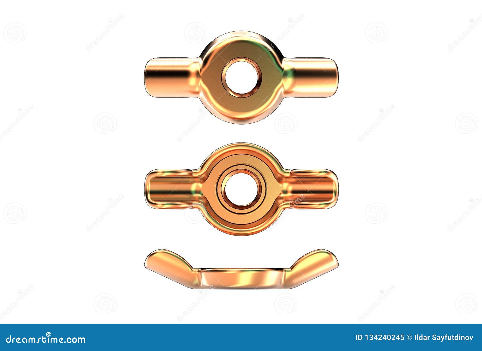 3d Illustration of Stamped Wing Nut Stock Illustration - Illustration ...