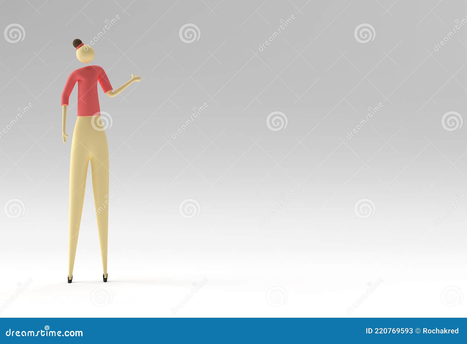 3D Illustration of Standing Woman, 3D Render Design Stock Illustration ...
