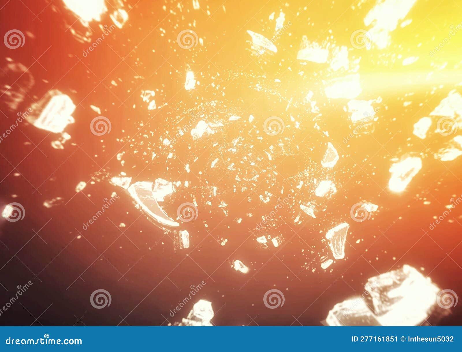 3d Illustration of an Explosion and Scattered Star Fragments Stock ...