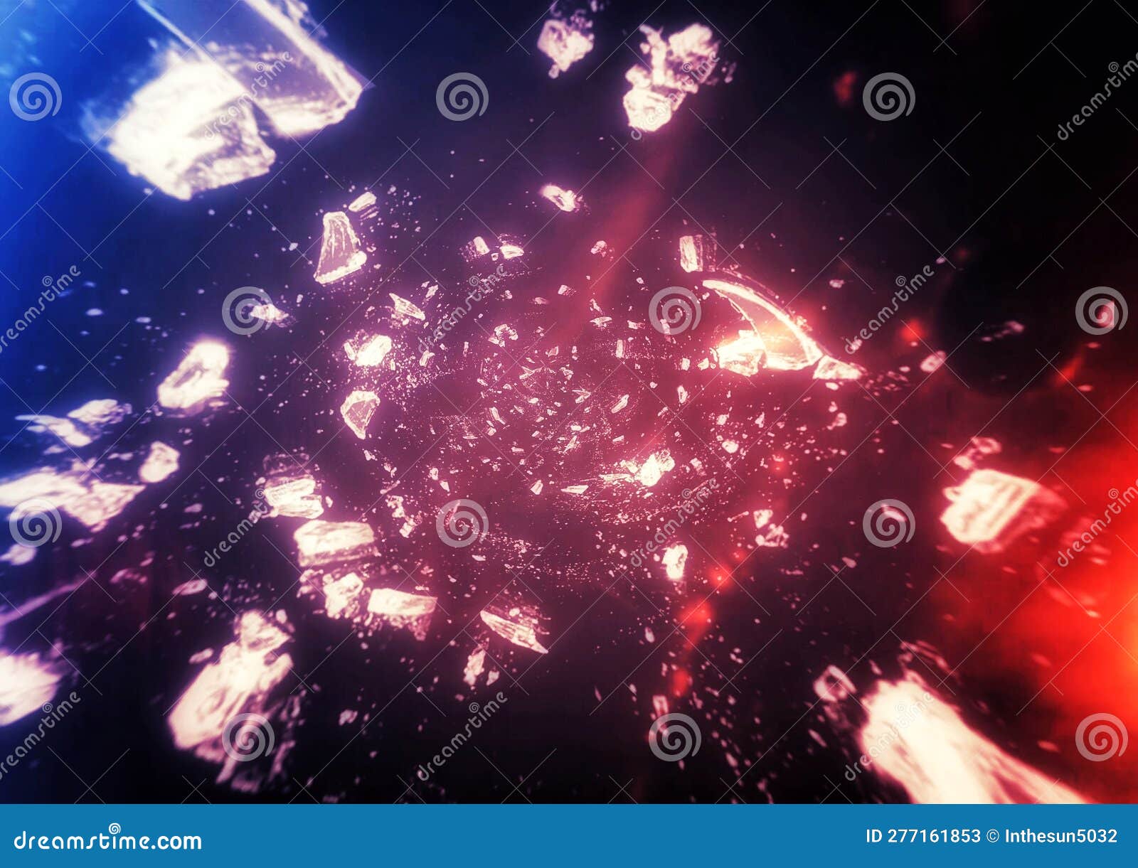 3d Illustration of an Explosion and Scattered Star Fragments Stock ...