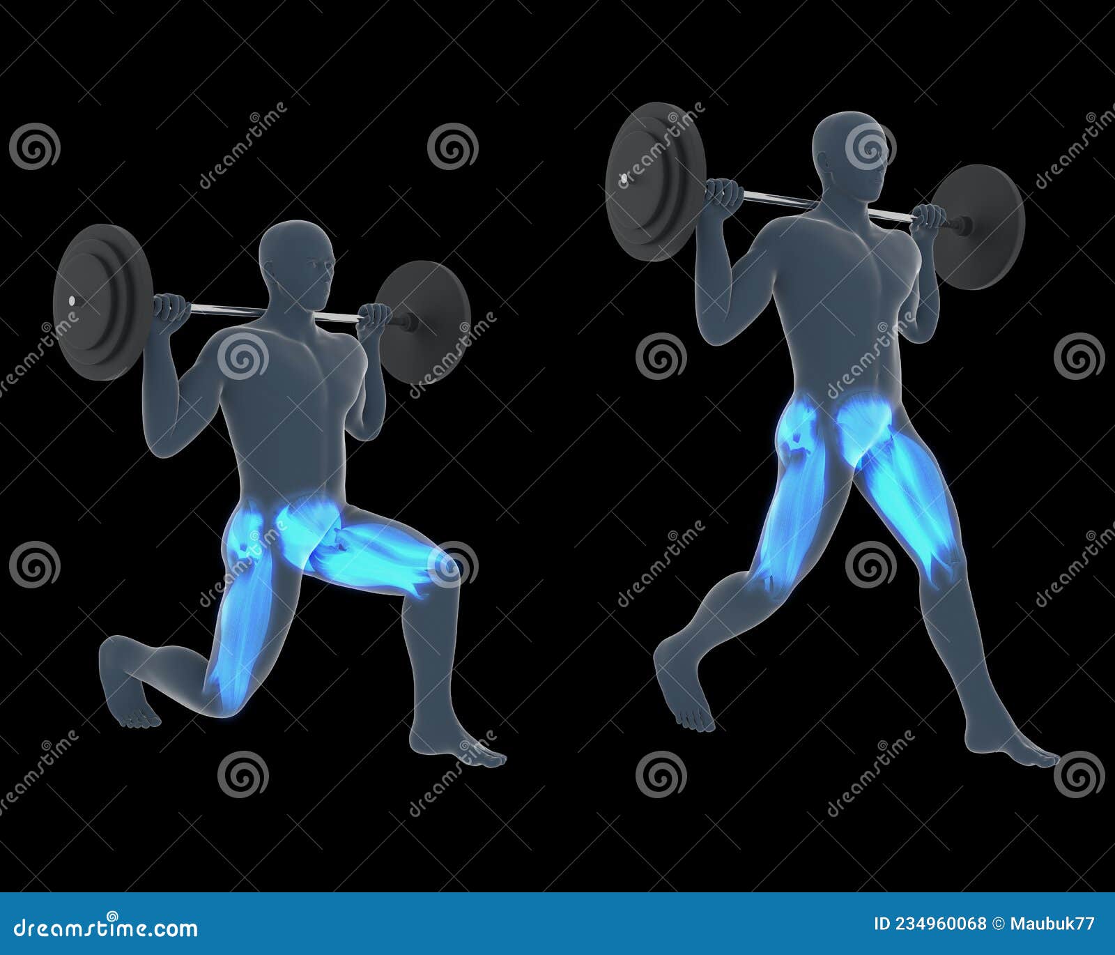 3d Illustration Of Static Multipower Lunges | CartoonDealer.com #220500736