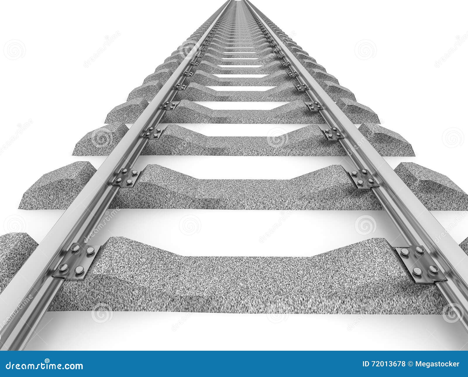 3D Illustration of a Straight Railroad Track Isolated Stock ...