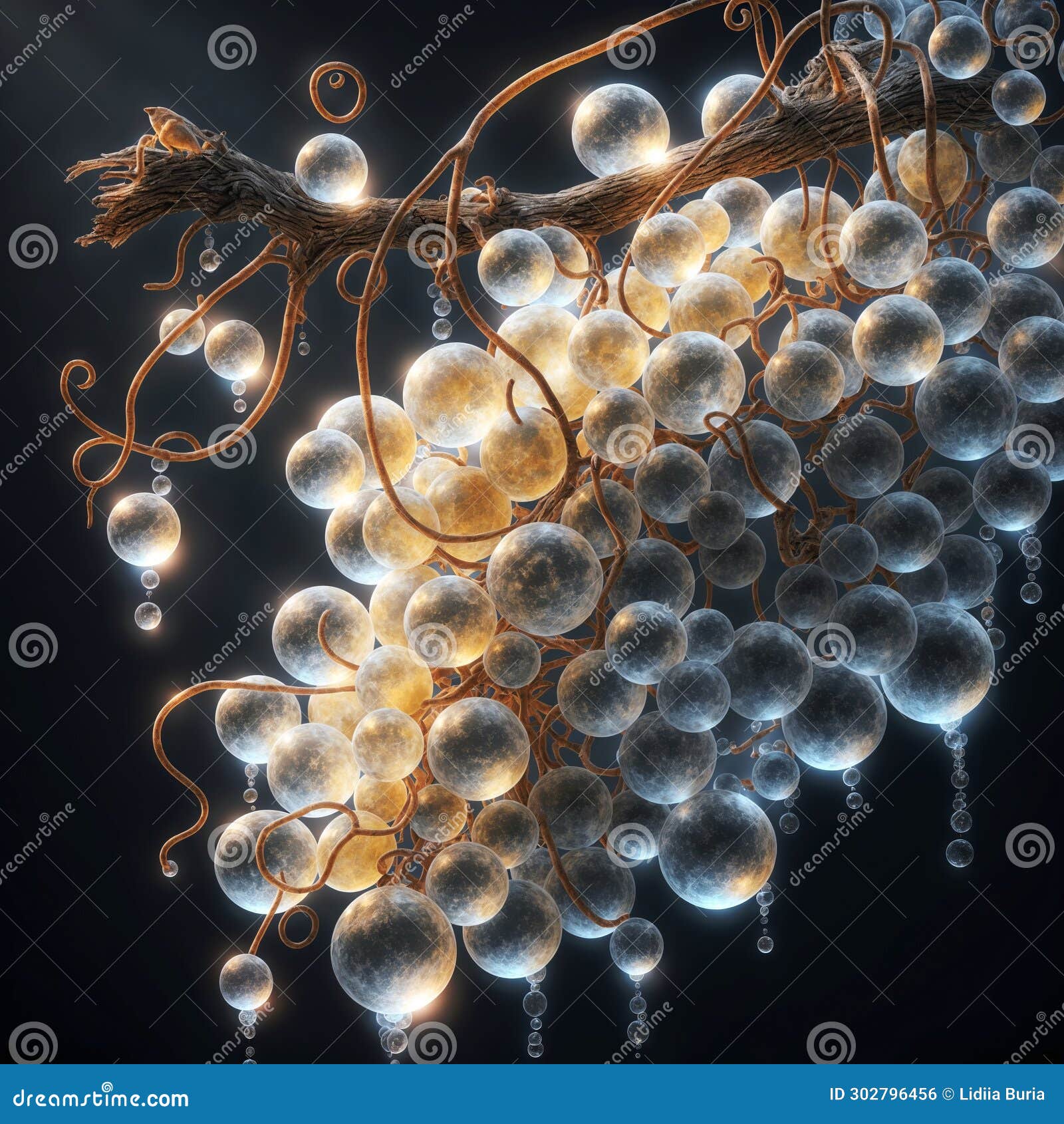 3D Illustration of the Structure of the Grapevine with a Bunch of ...