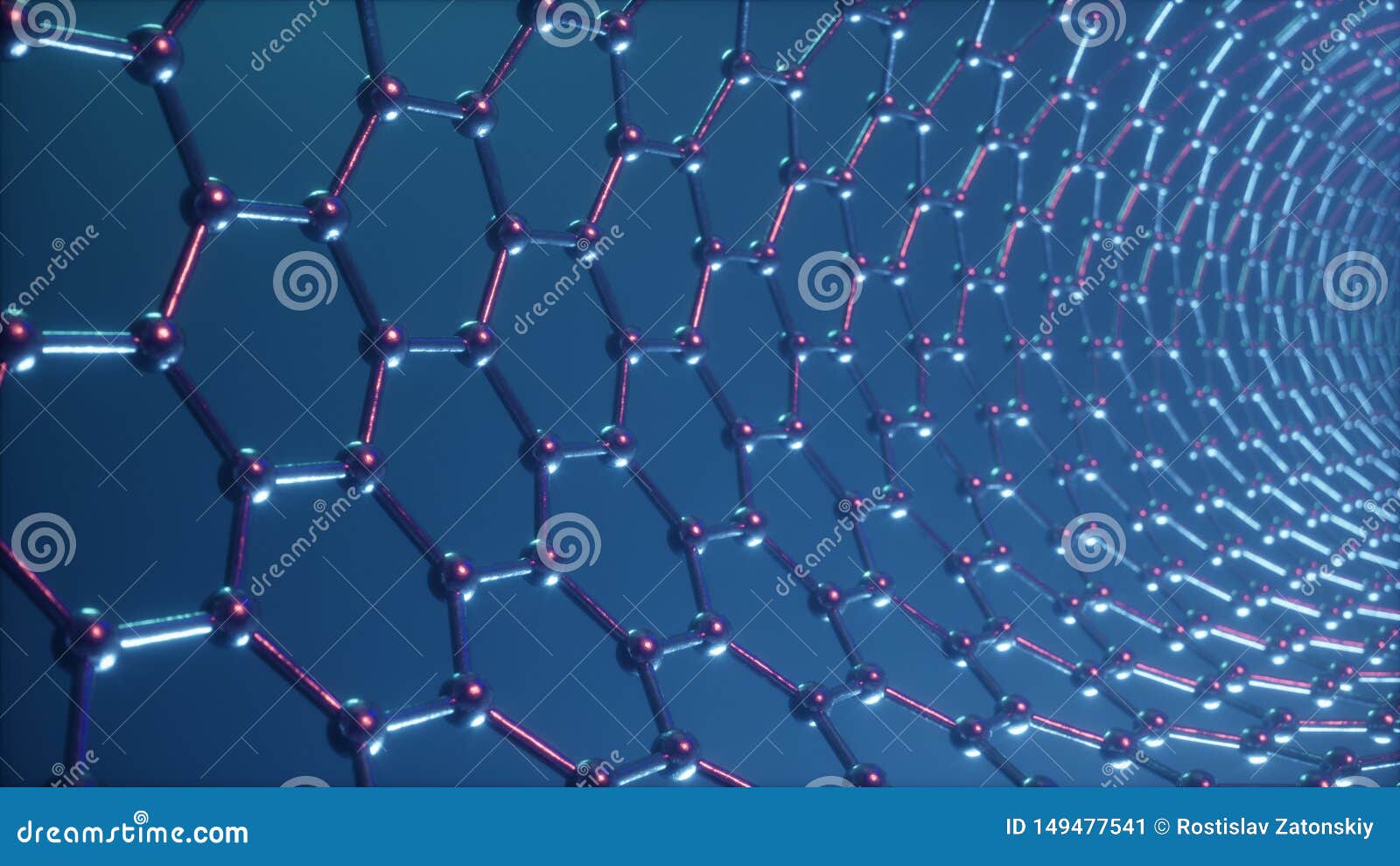 3d Illustration Structure of the Graphene Tube, Abstract Nanotechnology ...