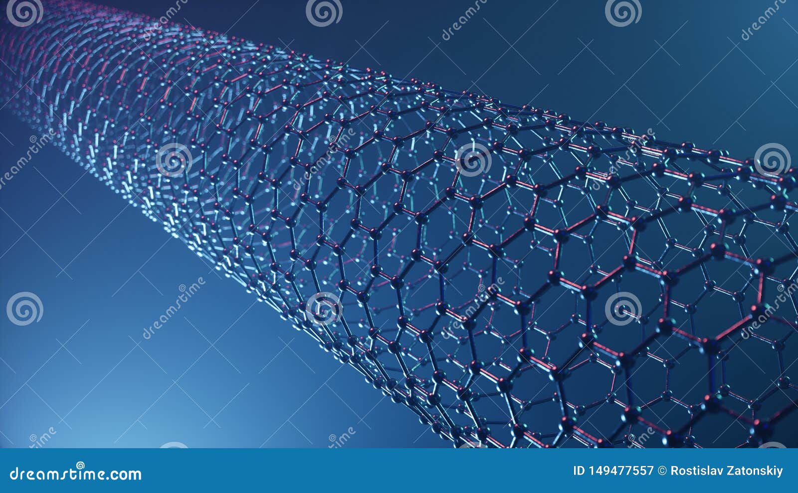 3d Illustration Structure of the Graphene Tube, Abstract Nanotechnology ...
