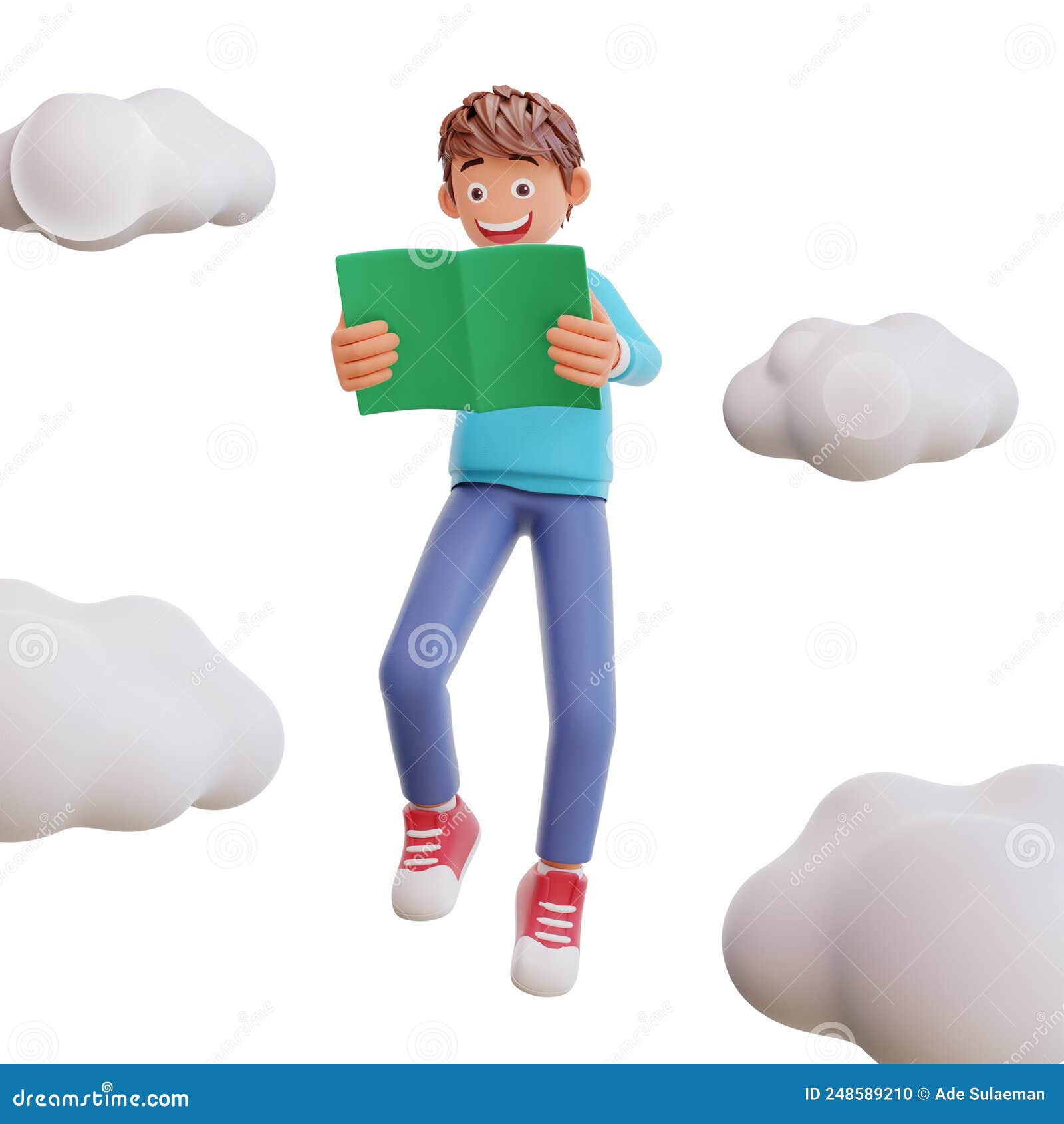 3d Illustration Student Back To School and Study on the Sky Stock ...