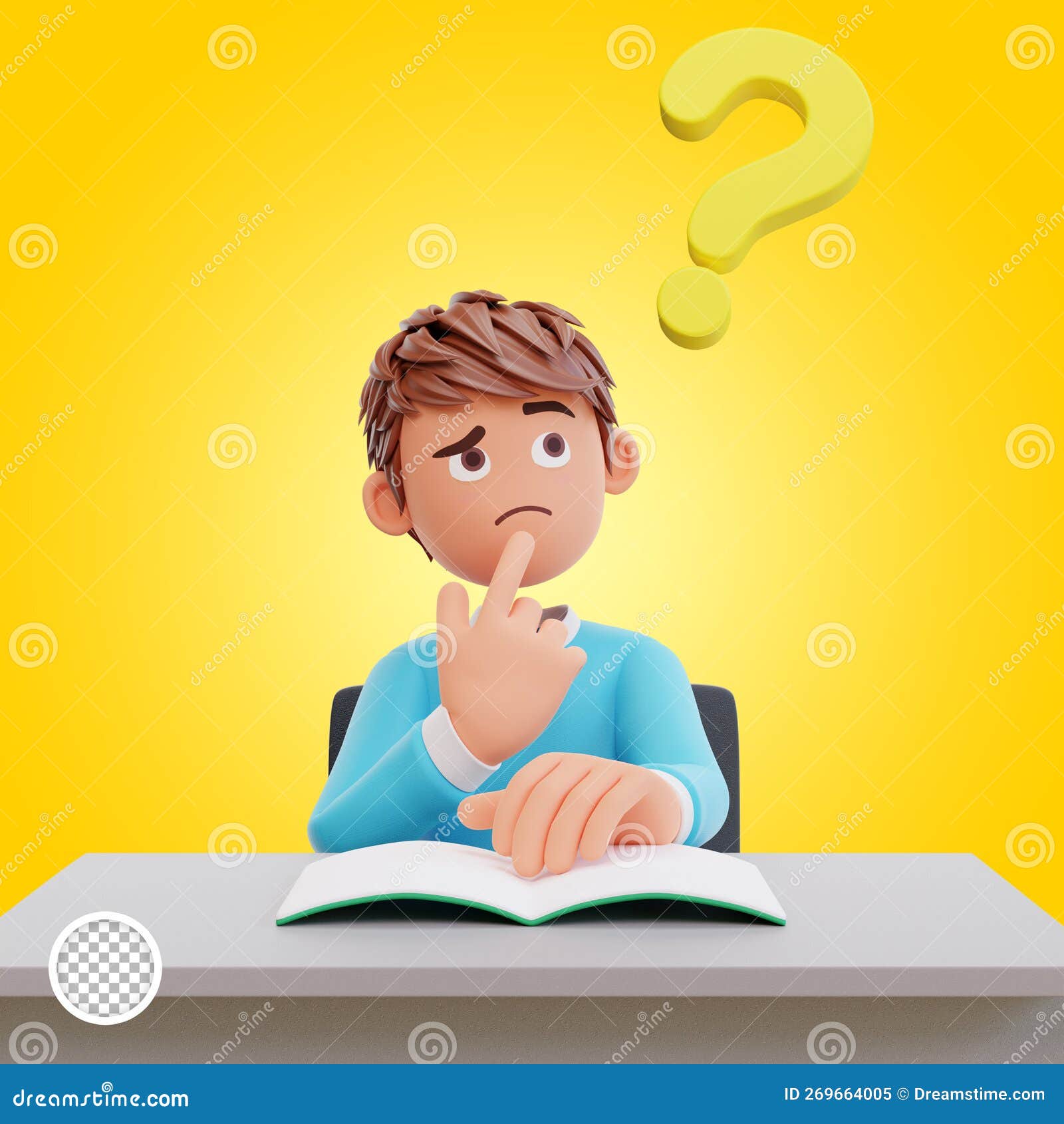 3d Illustration Student with Question Mark Stock Image - Illustration ...