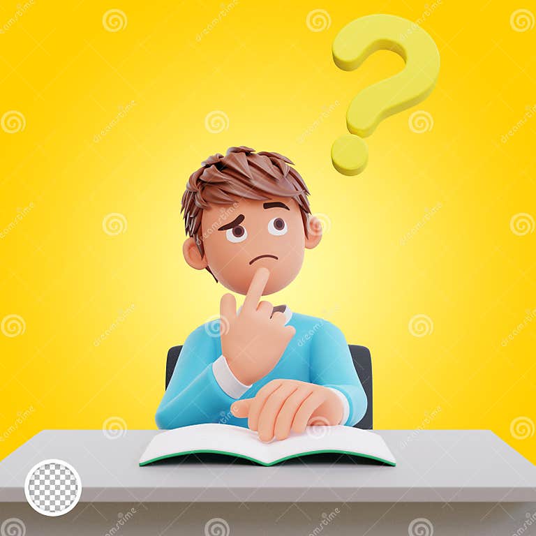 3d Illustration Student with Question Mark Stock Image - Illustration ...