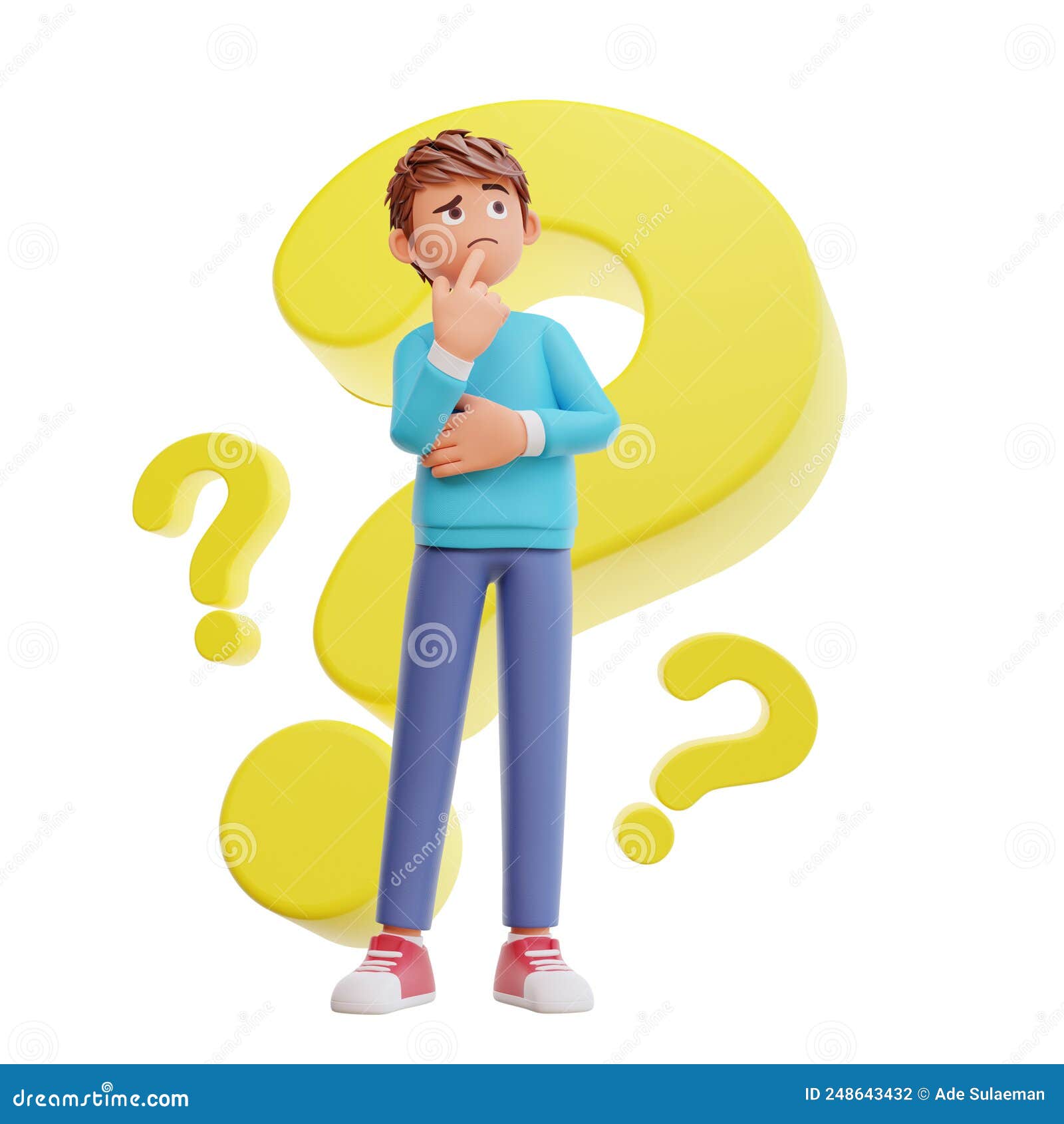 3d Illustration Student with Question Mark Stock Illustration ...