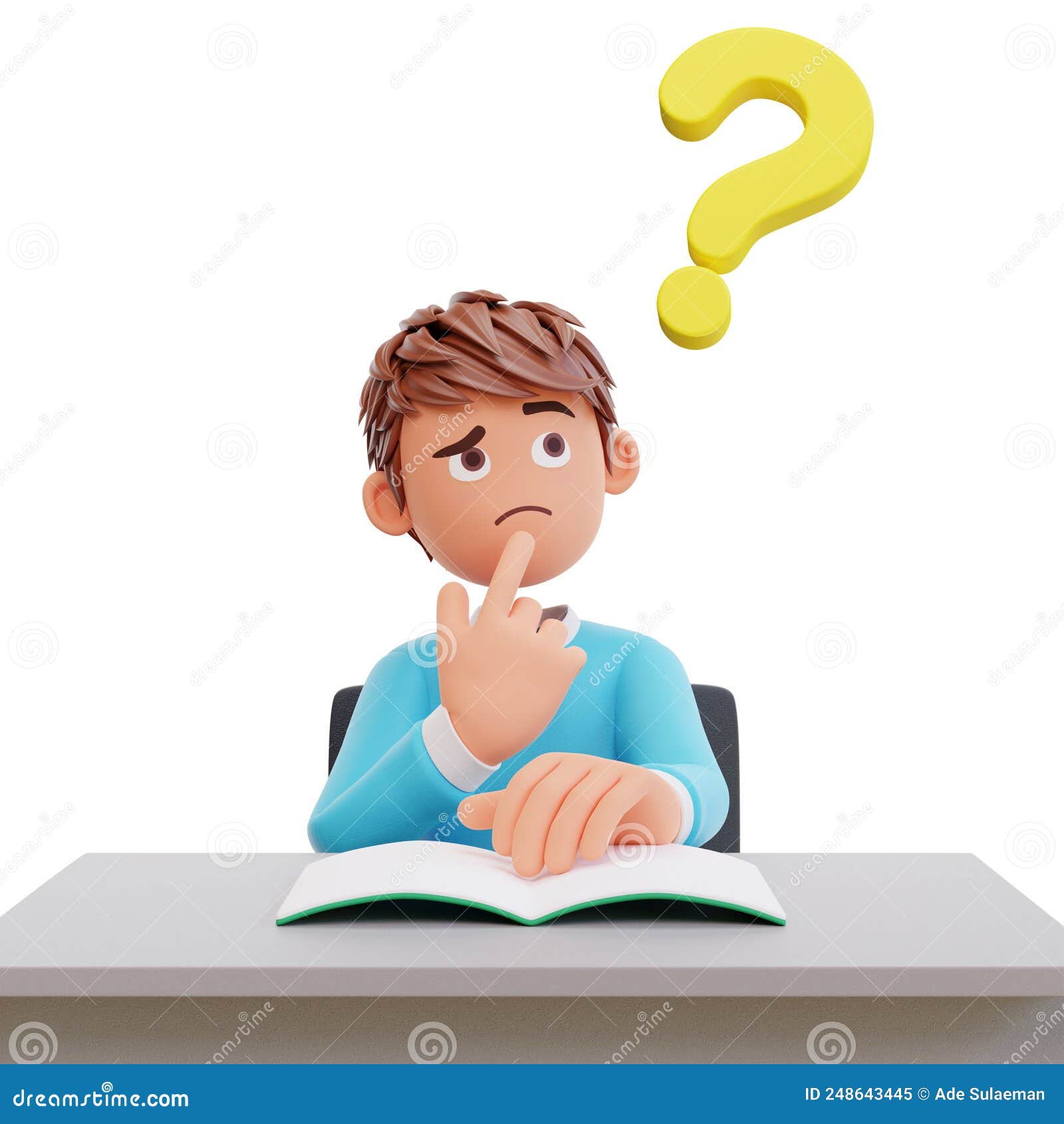 3d Illustration Student with Question Mark Stock Illustration ...
