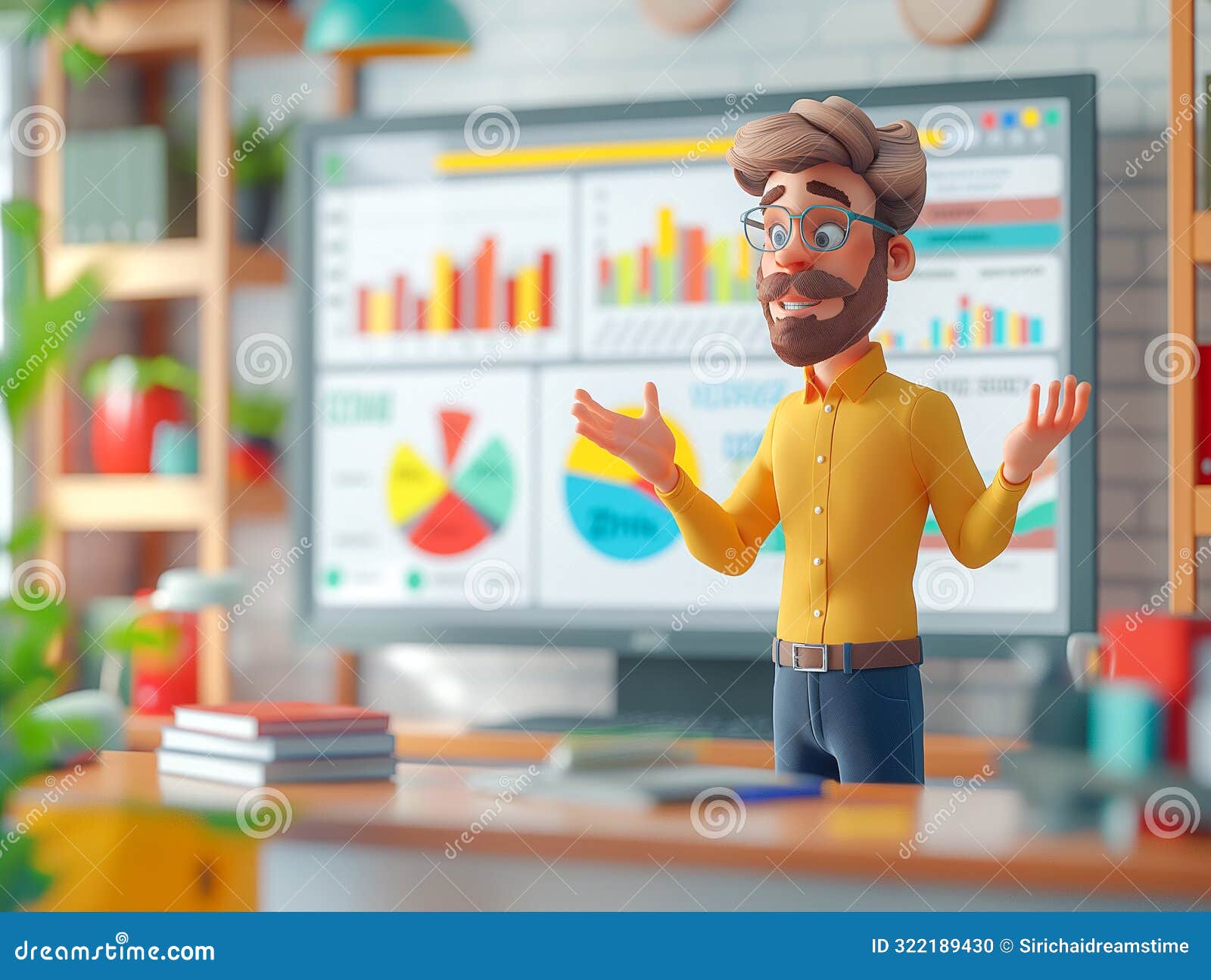 Man Standing Confidently in Front of a Large Presentation Screen or ...