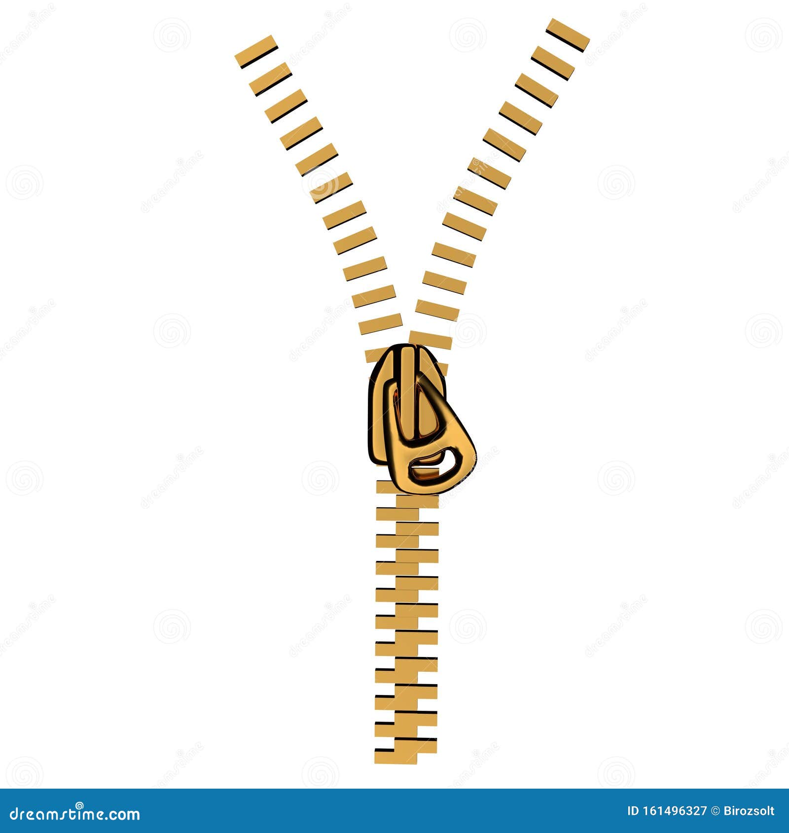 3D Illustration of a Stylized Metal Zipper Stock Illustration ...