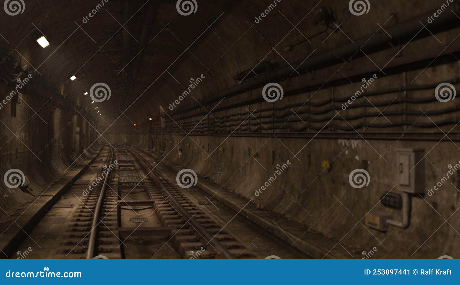 3D-illustration of a Subway Track in the Underground Stock Illustration ...