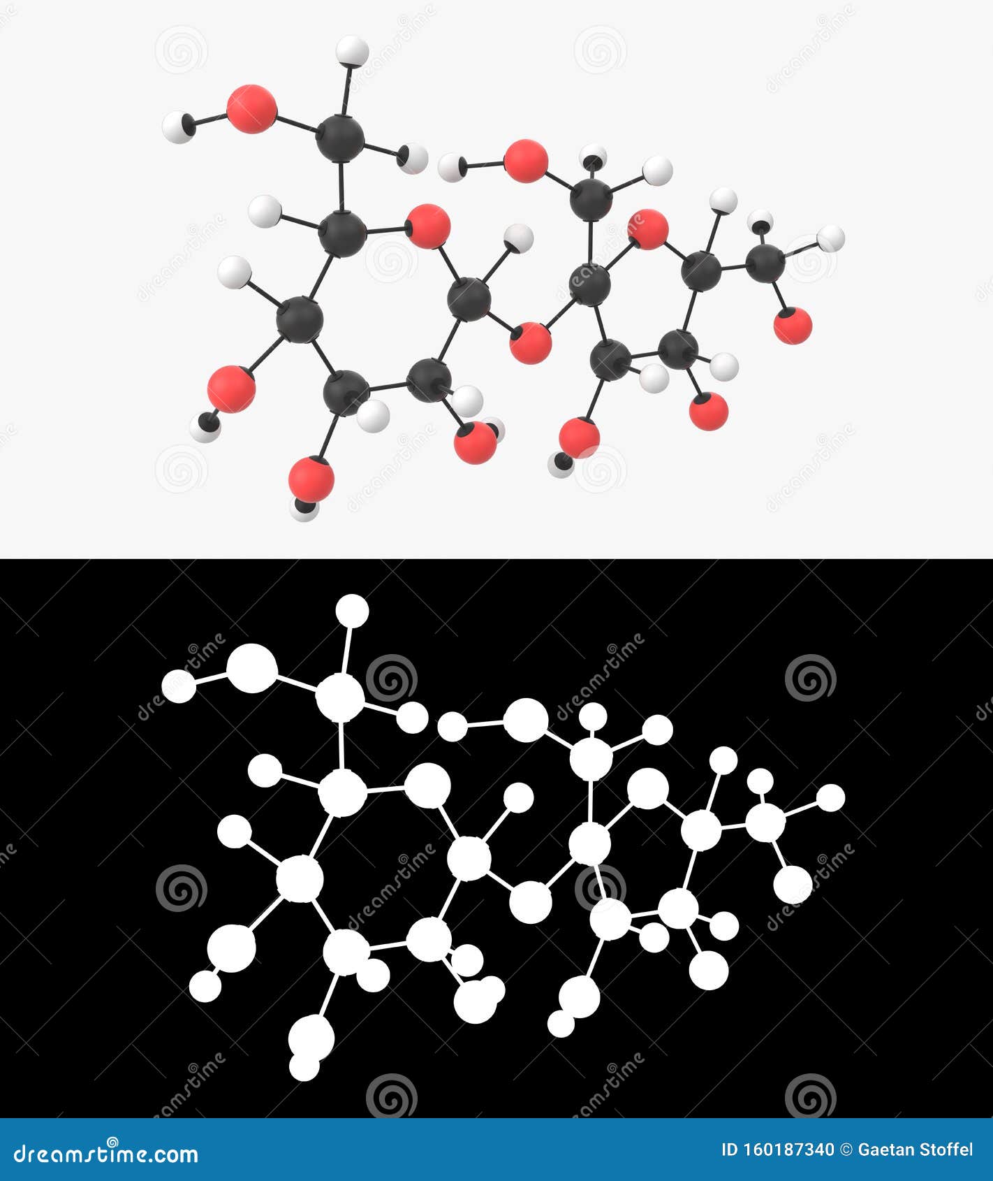 3D Illustration of a Sucrose Molecule with Alpha Layer Stock ...