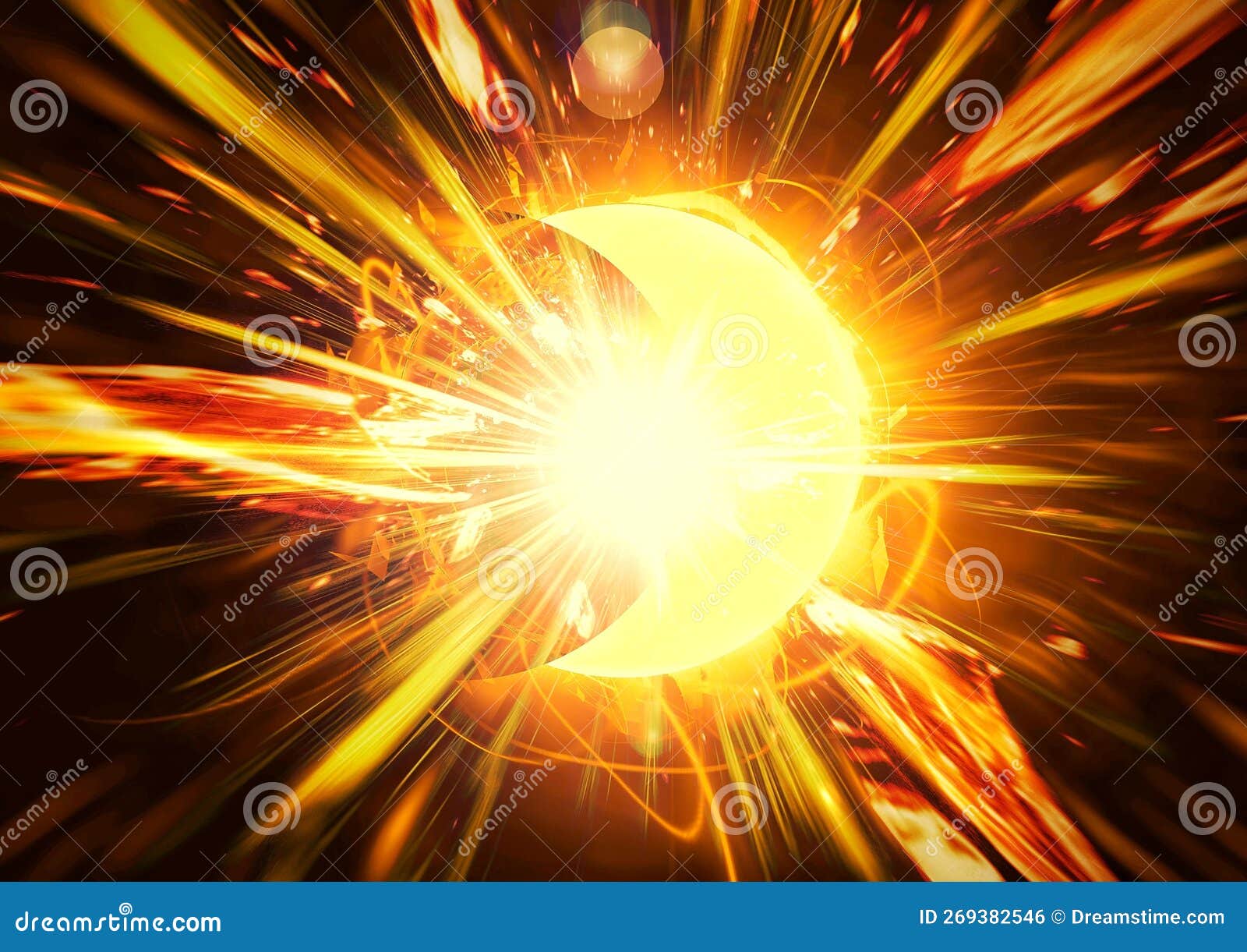 3d Illustration of Exploding Sun Stock Illustration - Illustration of ...
