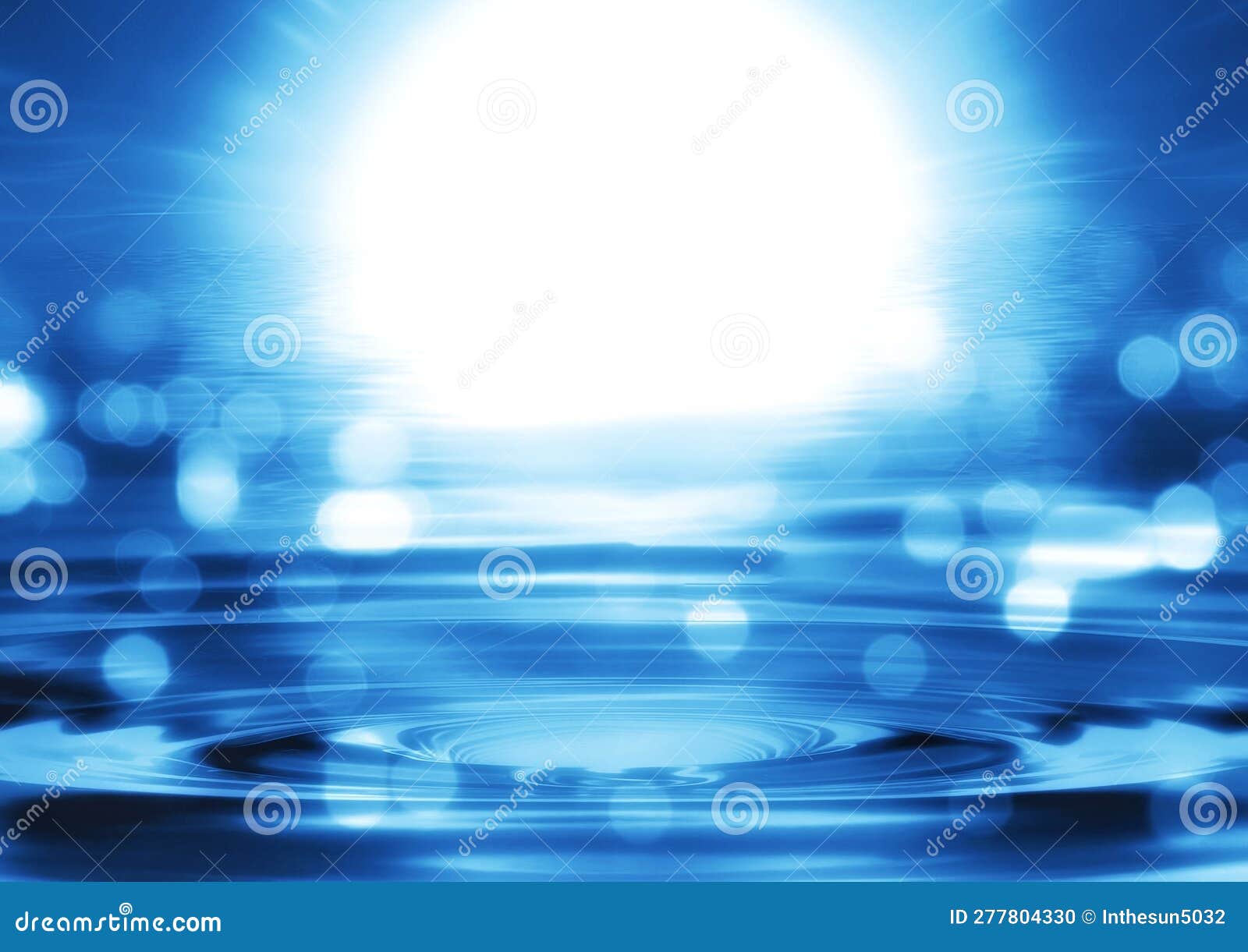 3d Illustration of Sun Rays and Ripples Spreading on Water Surface ...