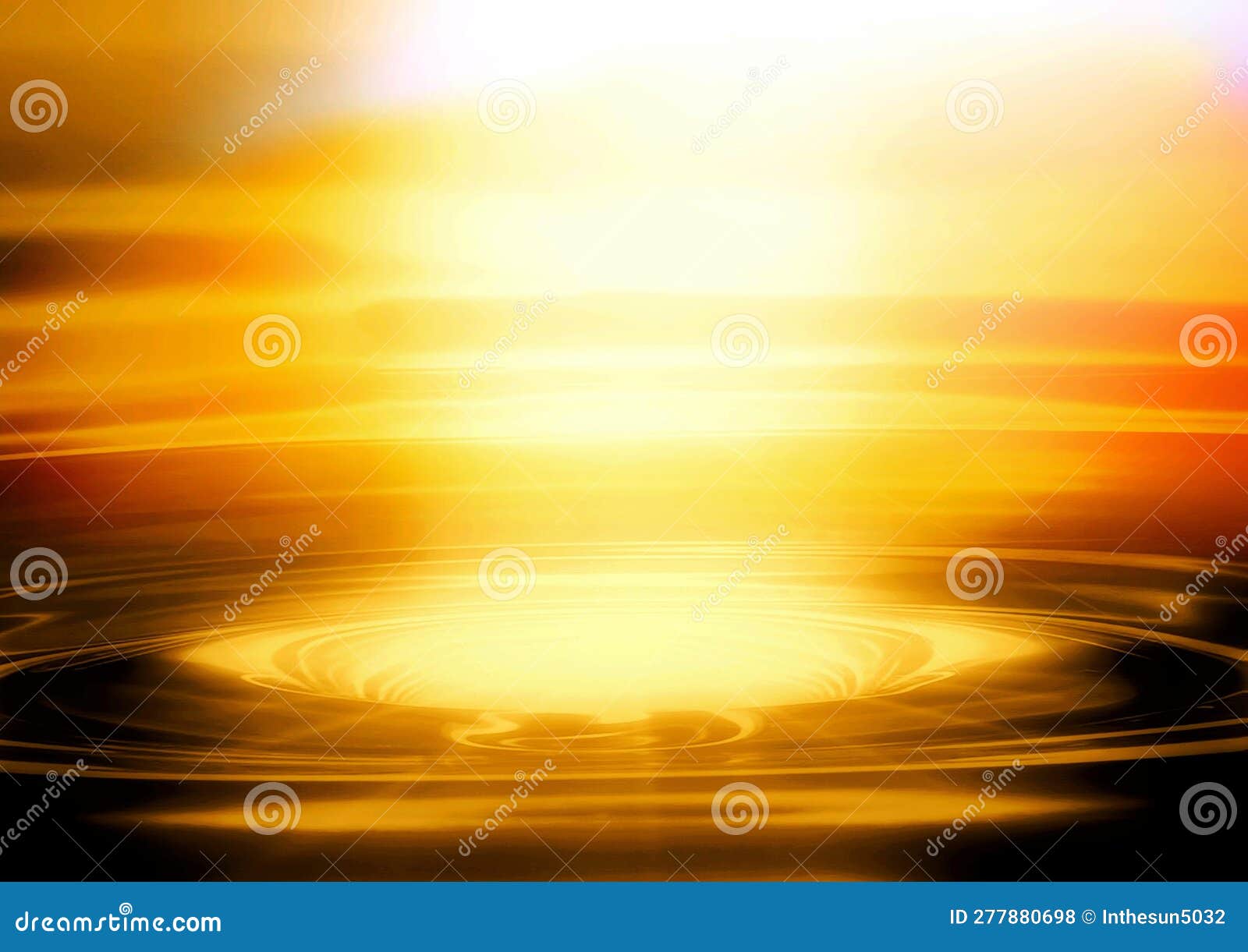 3d Illustration of Sun Rays and Ripples Spreading on Water Surface ...