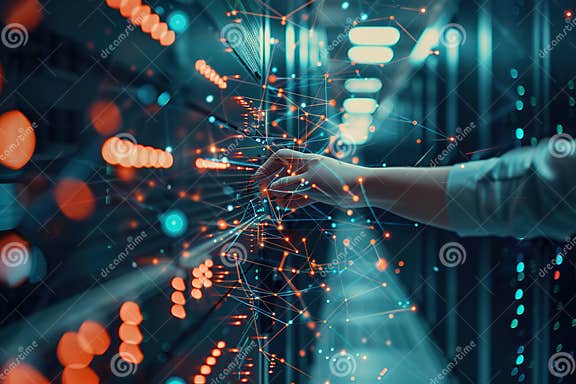 3D Illustration of Super Computer Server Racks in Datacenter,concept of Big Data Storage and ...
