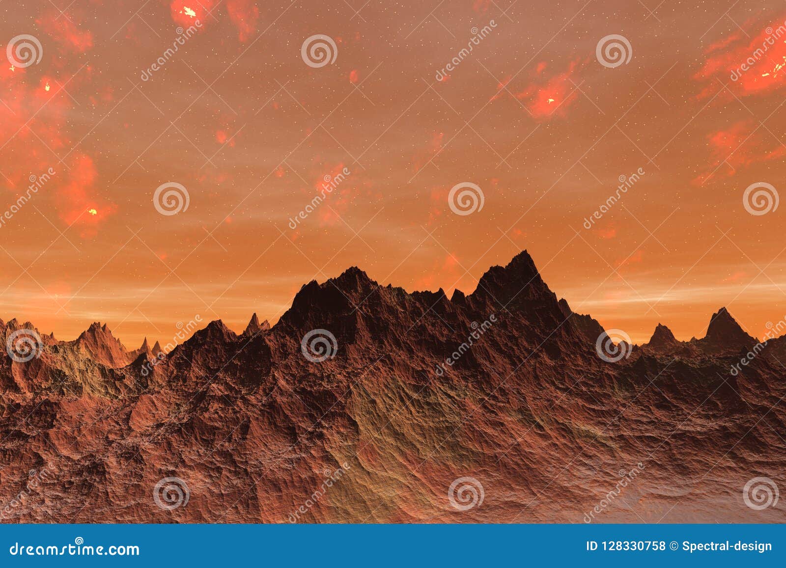 3D Illustration of the Surface of Planet Mars Stock Illustration ...