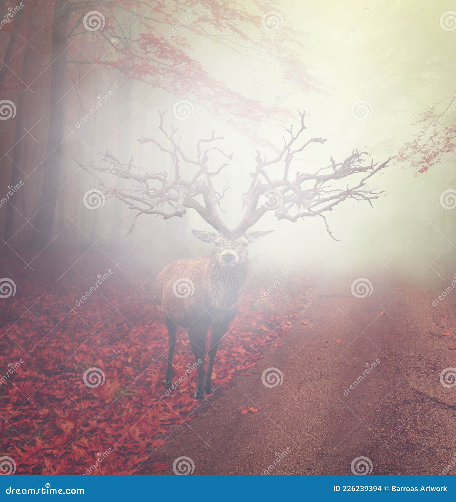 2d Illustration of Surrealism Showing a Deer with Tree Antlers Stock ...